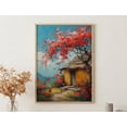 African Cottage Flame Tree Red Floral Nature Textured Impasto, Unframed ...