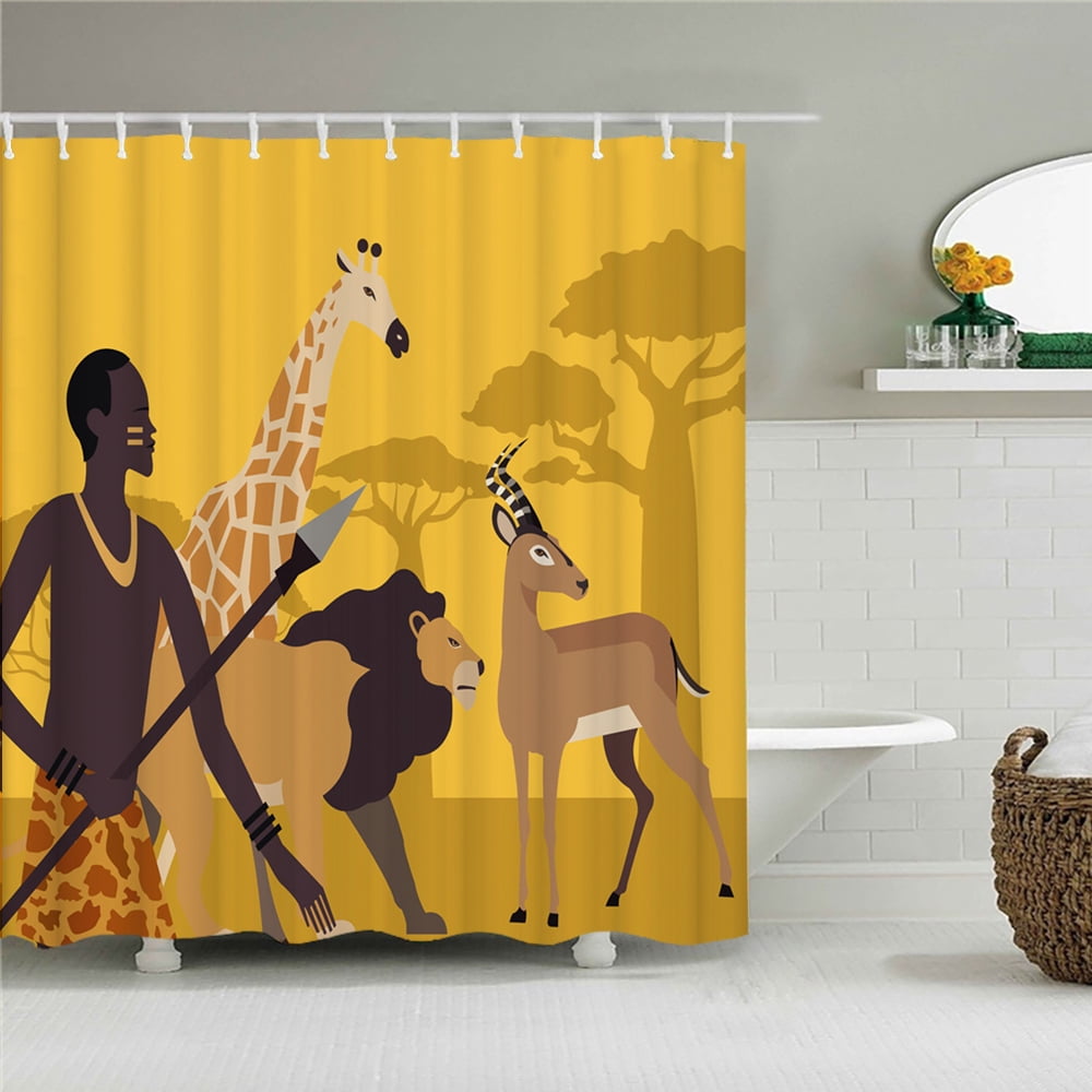 African Culture Shower Curtain r For Bathroom Polyester Waterproof ...