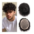 African Curly Hair Wigs for Men - 6 Inch Water Curl Natural Look Thin ...