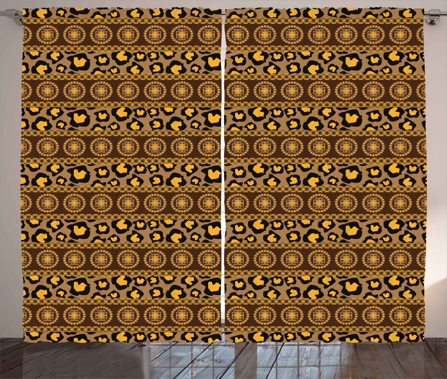 African Curtains 2 Panels Set, Ethnic Traditional Artistic Ornament ...