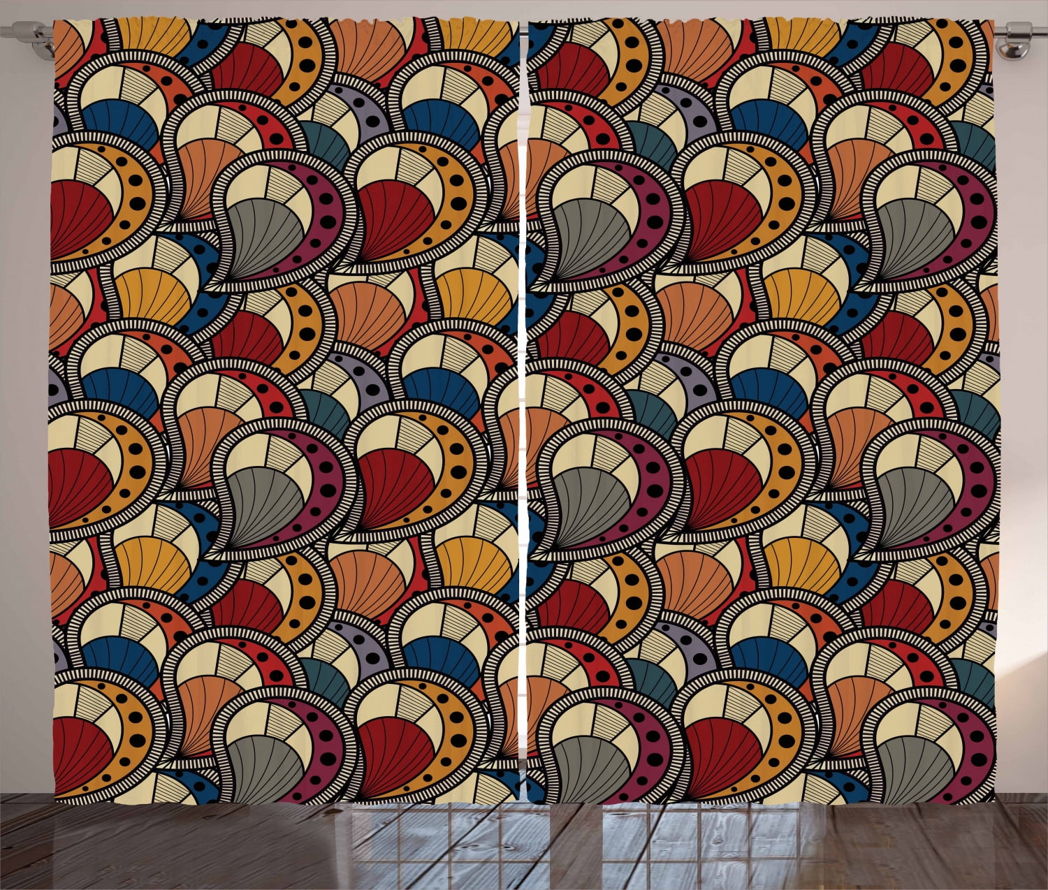 Ambesonne African Curtains 2 Panel Set, Abstract Paisley Motifs, 108" x ...