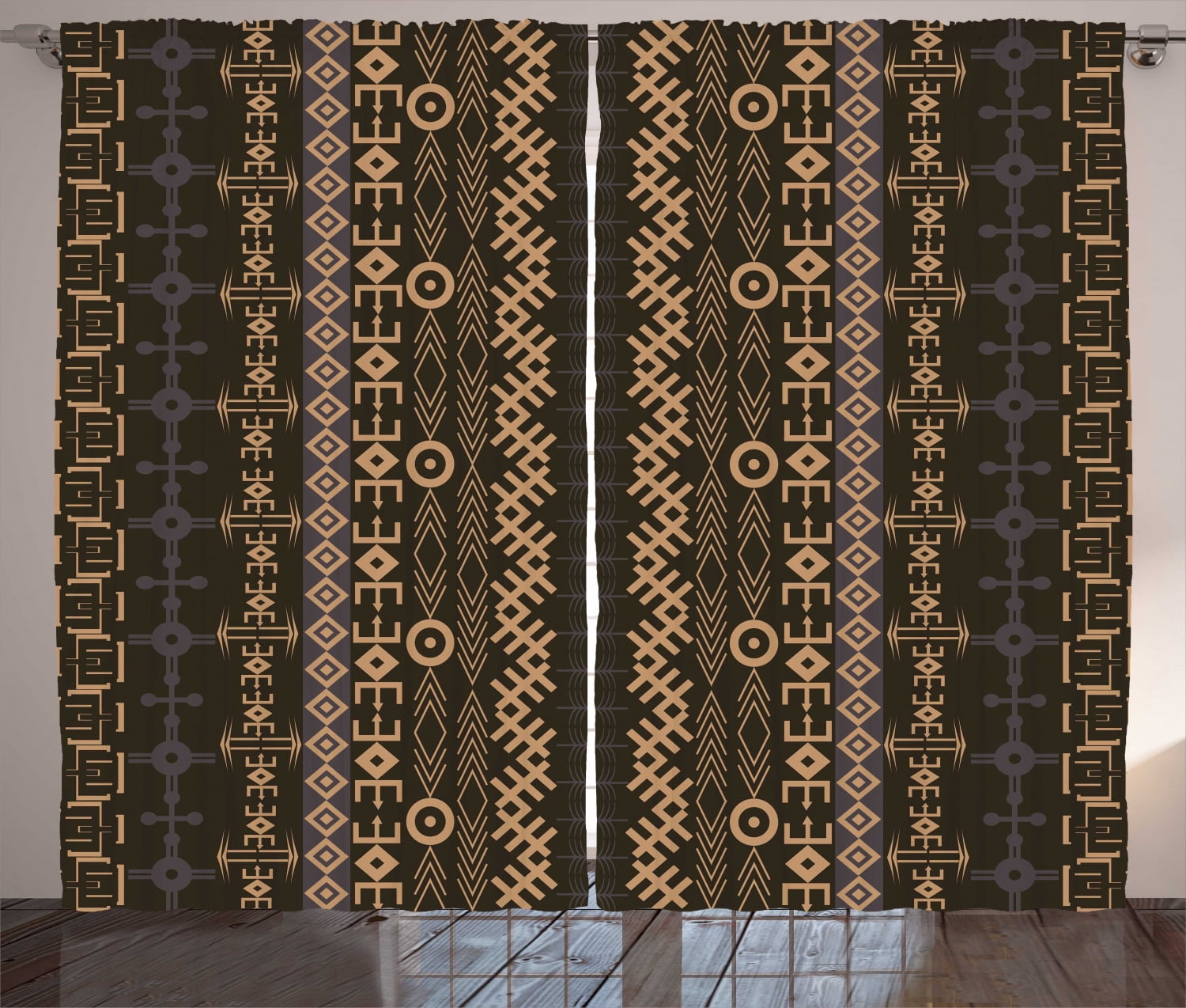 Ambesonne African Curtains 2 Panel Set, Shapes Arrows, 108" x 108 ...