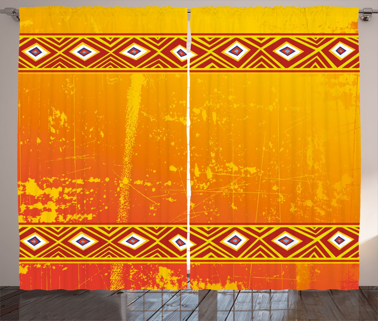 Ambesonne Africa Curtains 2 Panel Set, Motif, 108" x 84", Orange and ...