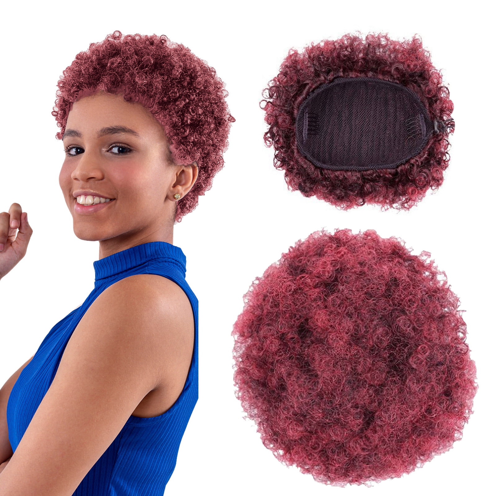 African Drawstring Ponytail, Synthetic Curly Natural Drawstring ...