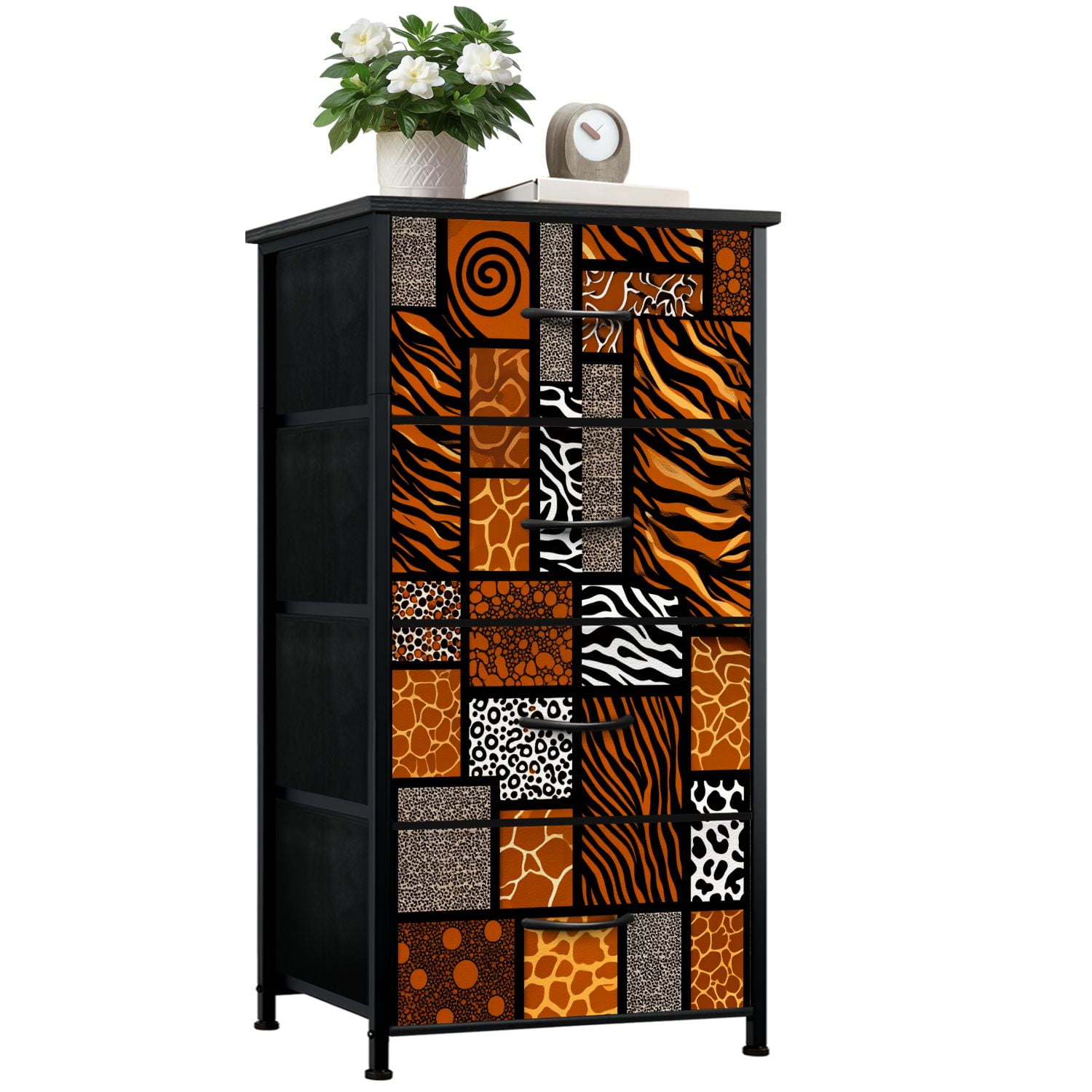 African Dresser for Bedroom with 4 Storage Drawers Abstract Animal ...