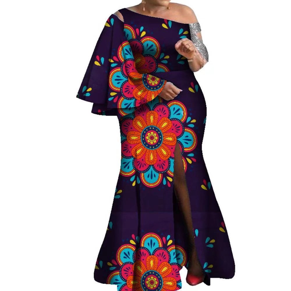 African Dresses For Plus Size Women 4XL One Sleeve Clothing WY8237 ...