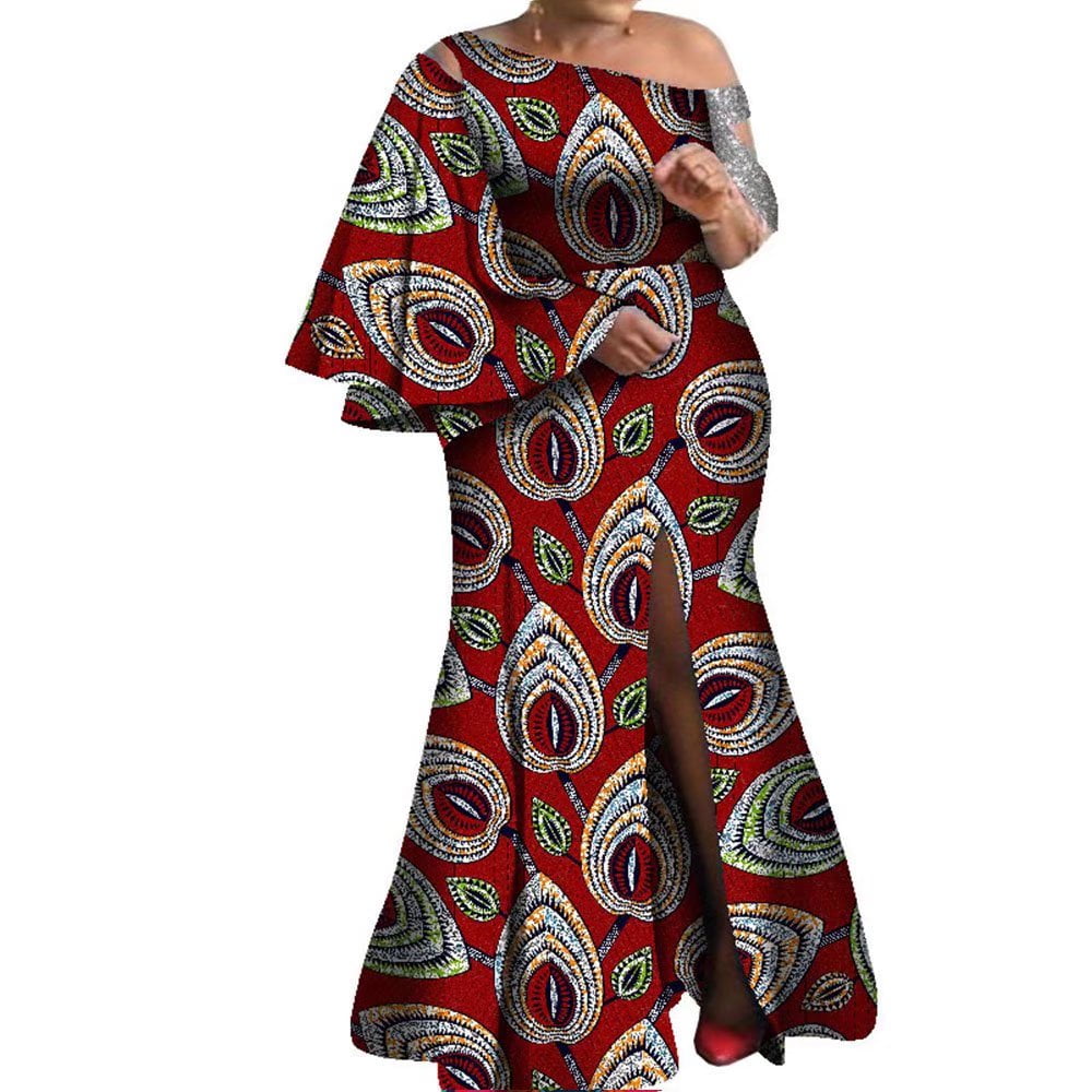 African Dresses For Plus Size Women 4XL One Sleeve Clothing WY8237 ...