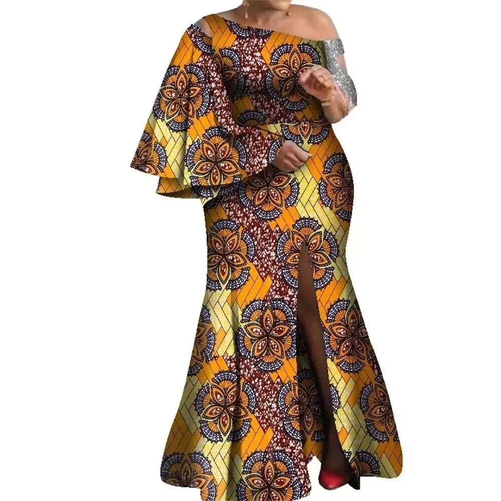 African Dresses For Plus Size Women 4XL One Sleeve Clothing WY8237 ...
