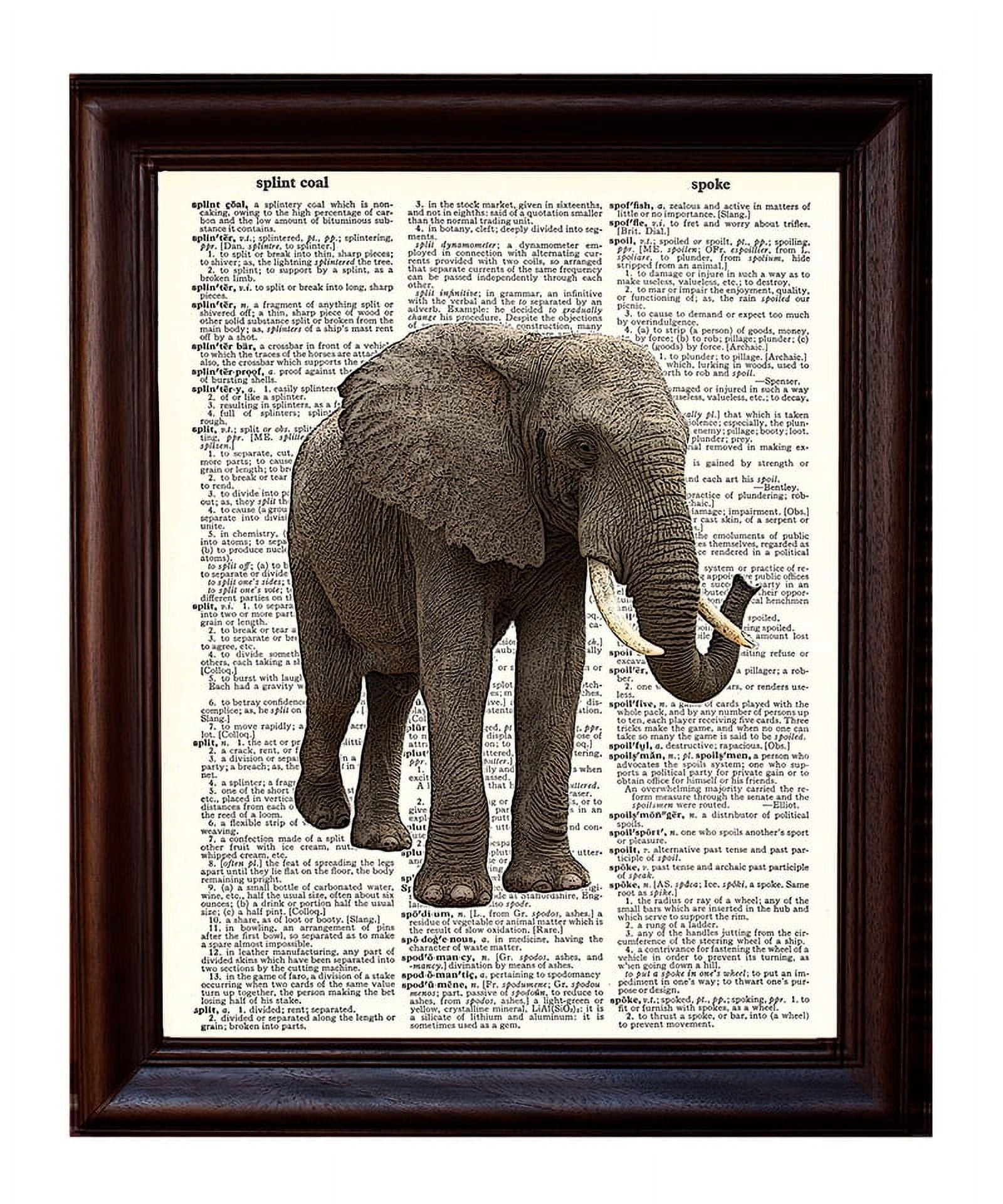 African Elephant - Dictionary Art Print Printed On Authentic Vintage ...
