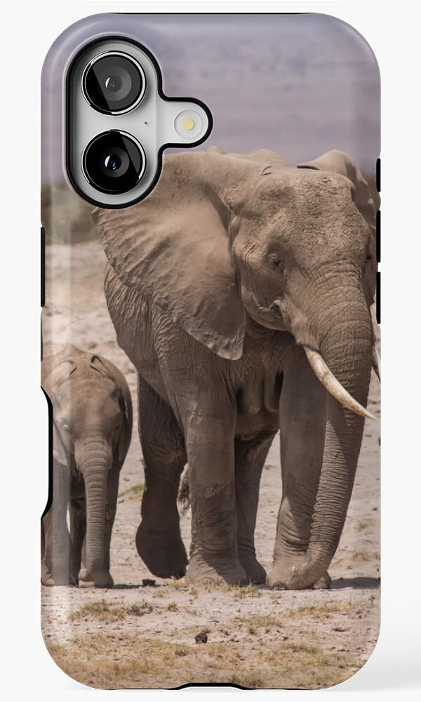 African Elephant Family Art Phone Case for iPhone 17 16 15 14 13 12 11 ...