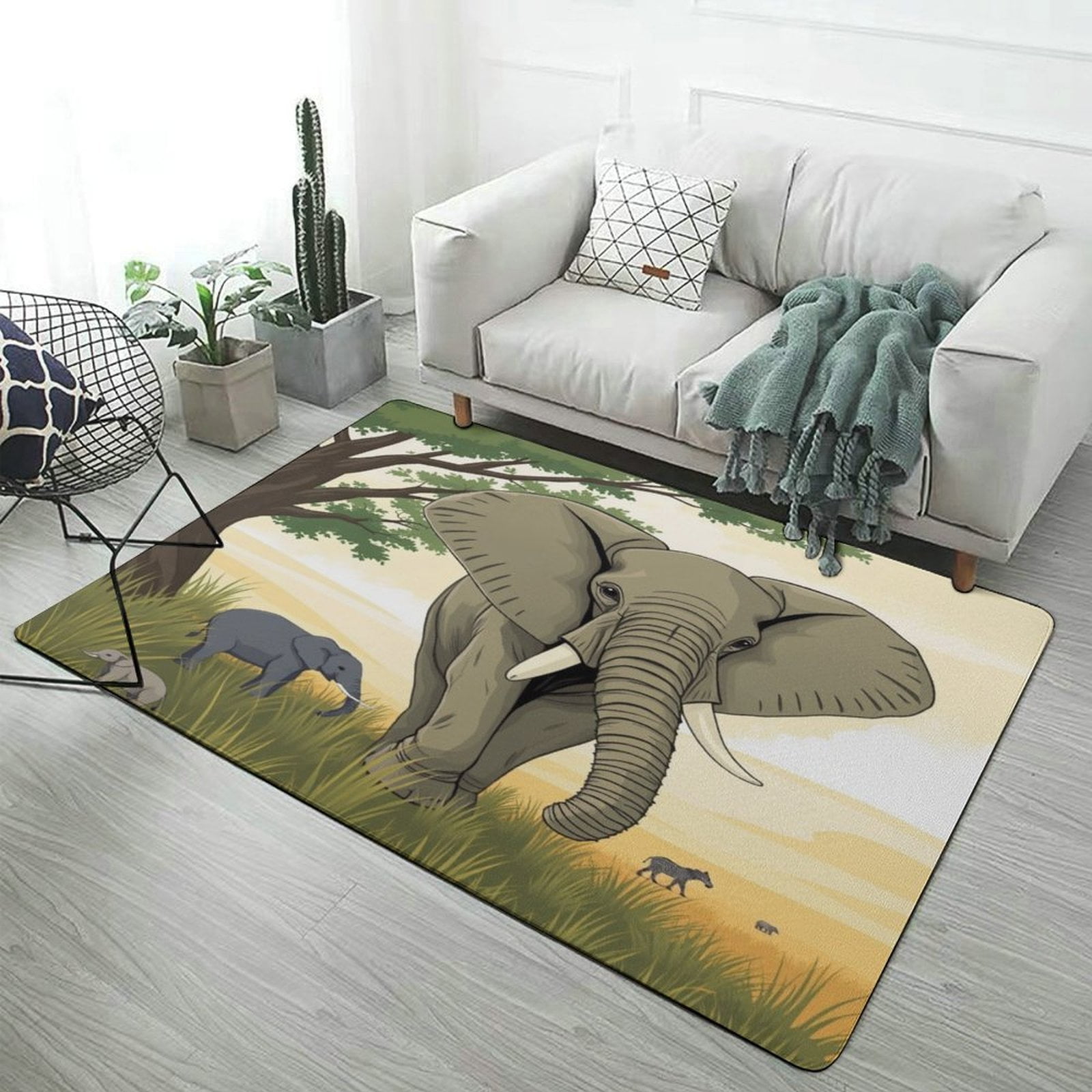 African Elephant Family Safari Carpets for Living Room Luxury Rations ...