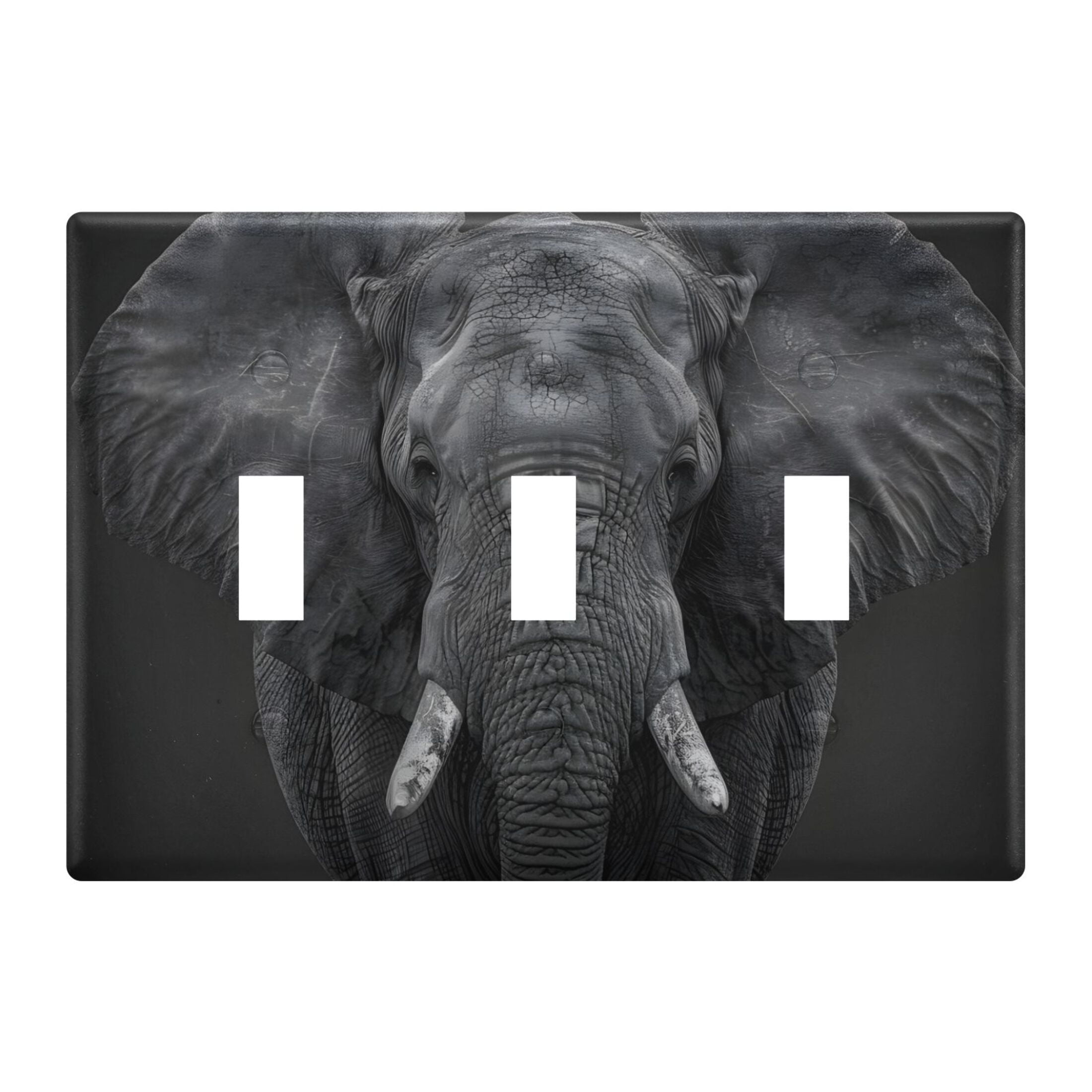 African Elephant Light Switch Plate Covers 3 Gang Wall Plate Plastics ...