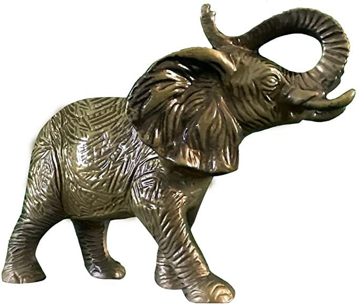 African Elephant Metal Statuette, Handcrafted Decorative Animal ...