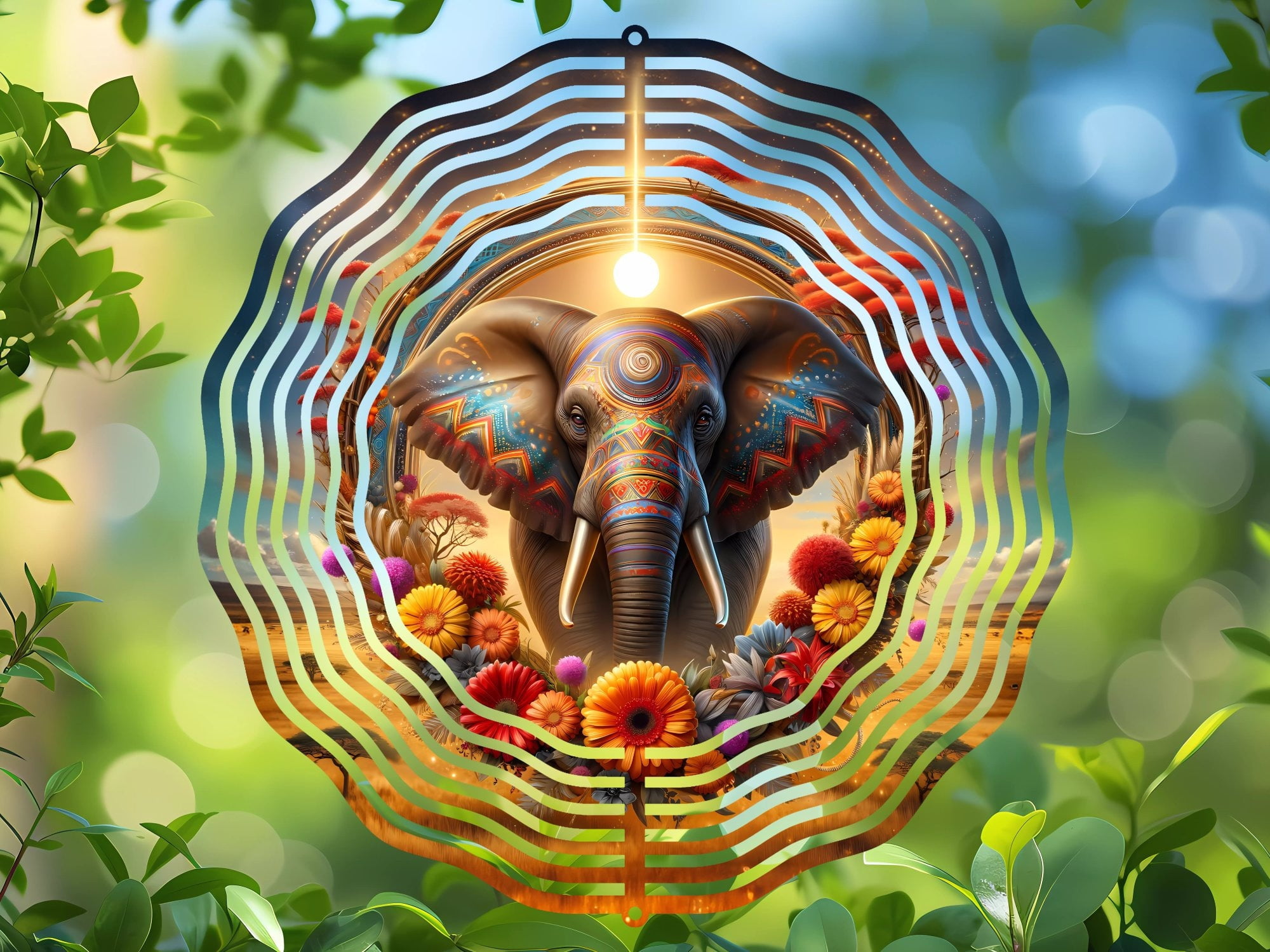 African Elephant Safari 3D Wind Spinner, Kinetic Stainless Steel ...