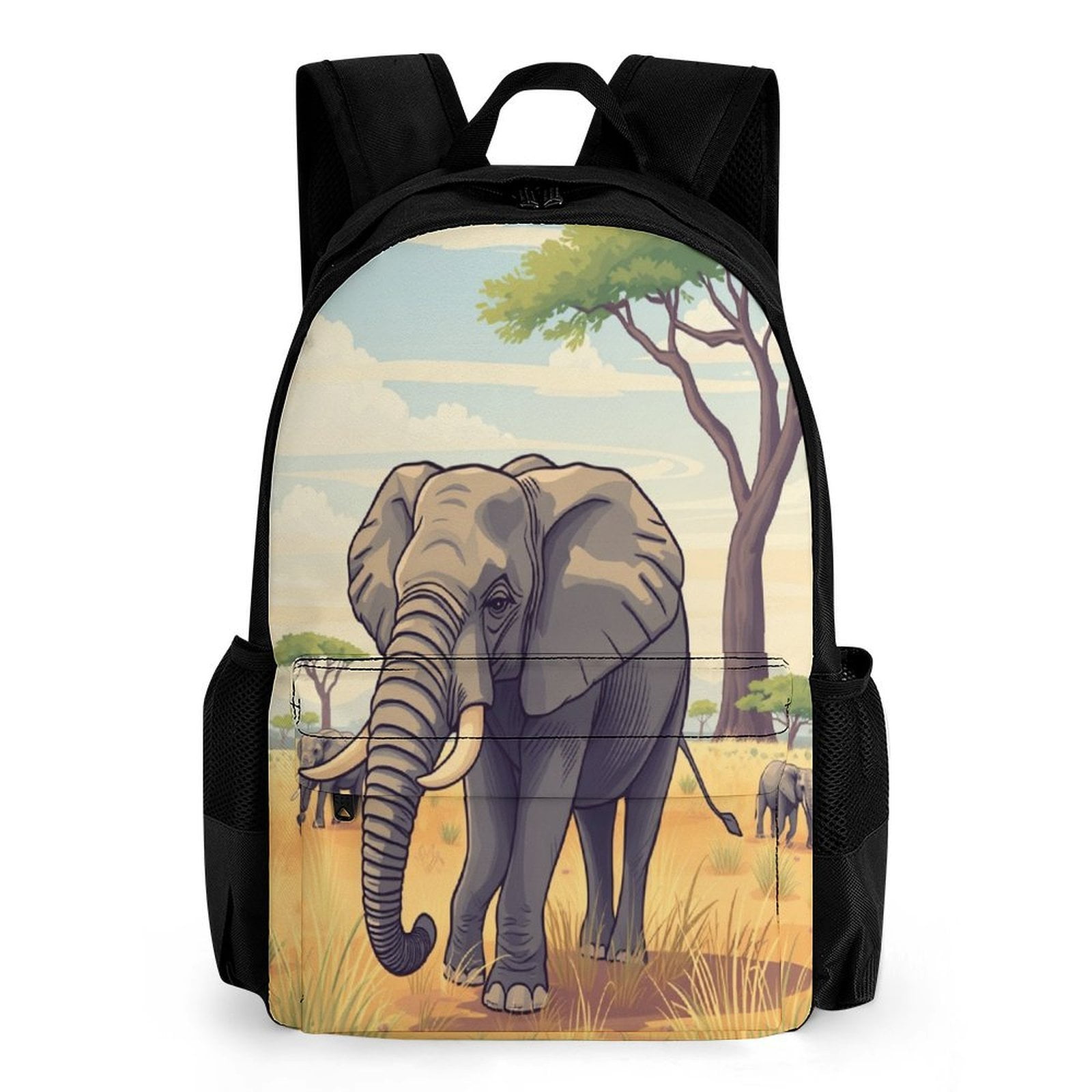 African Elephant Savanna Landscape Backpacks for Women Men Bookbags ...