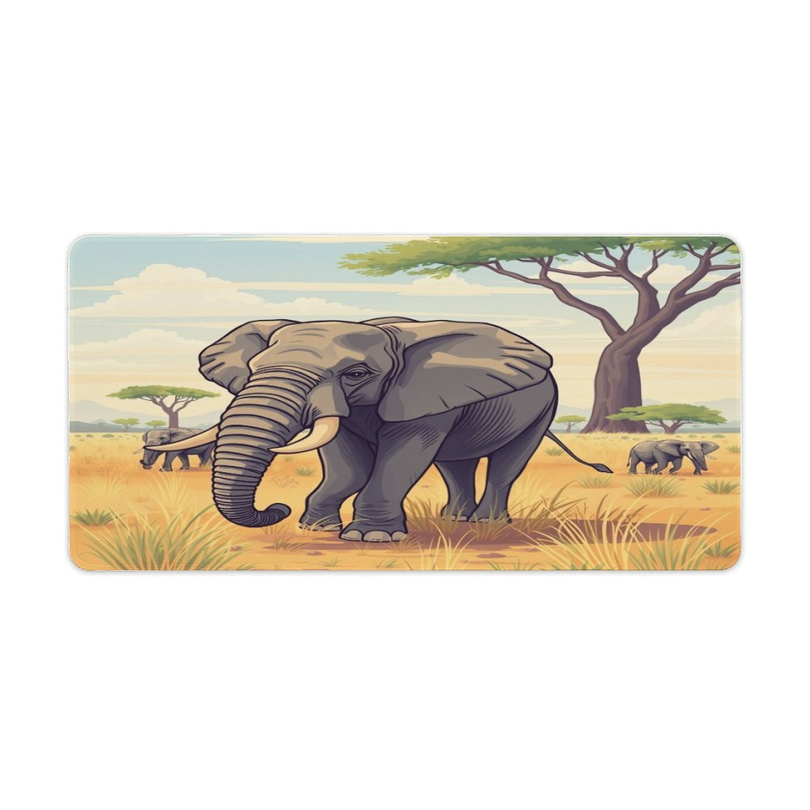 African Elephant Savanna Landscape Mouse Pad Gamer Computer Accessories ...