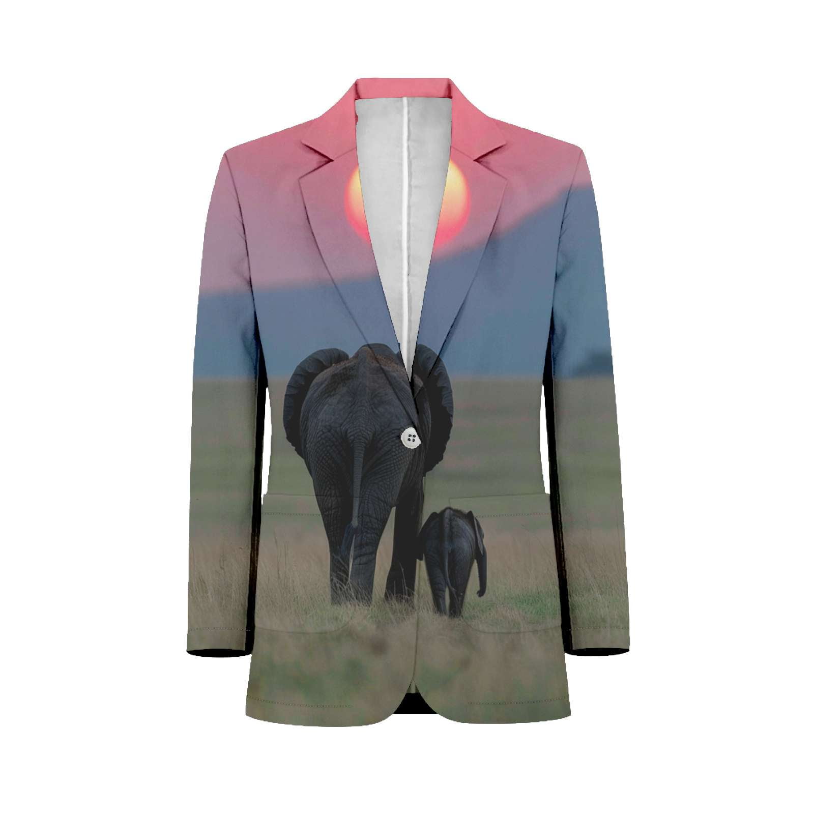 African Elephant Sunset Pattern Customized Men's Suits full man Shawl ...