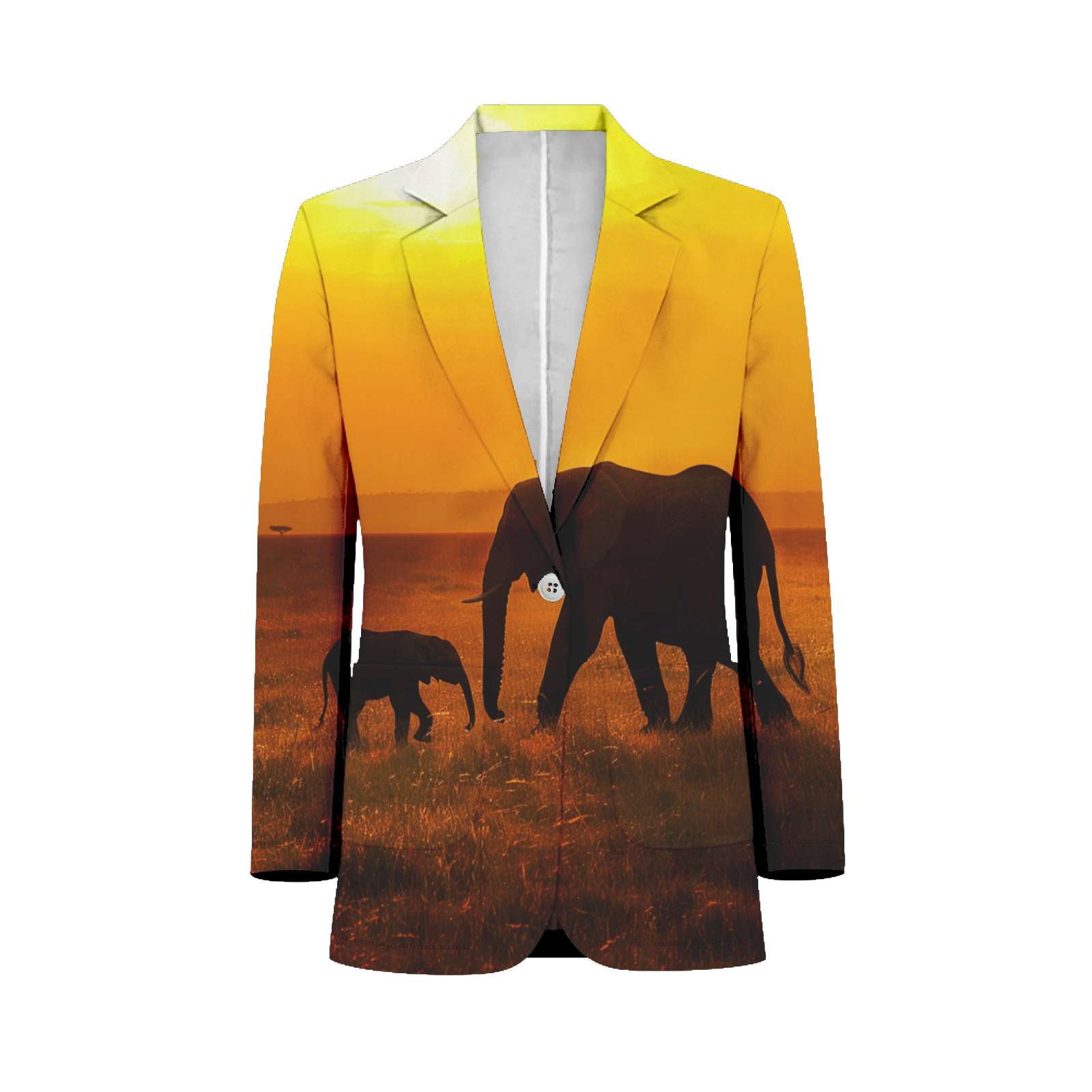African Elephant Sunset Pattern Customized Men's Suits full man Shawl ...