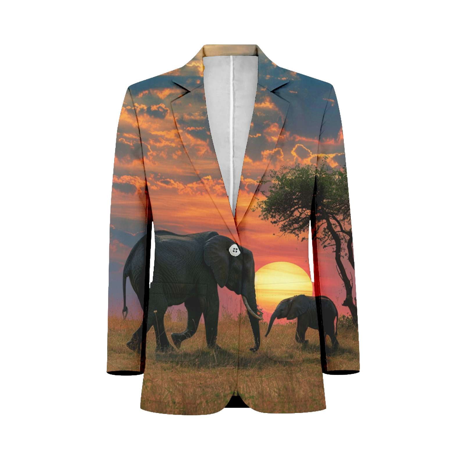 African Elephant Sunset Pattern Customized Men's Suits full man Shawl ...