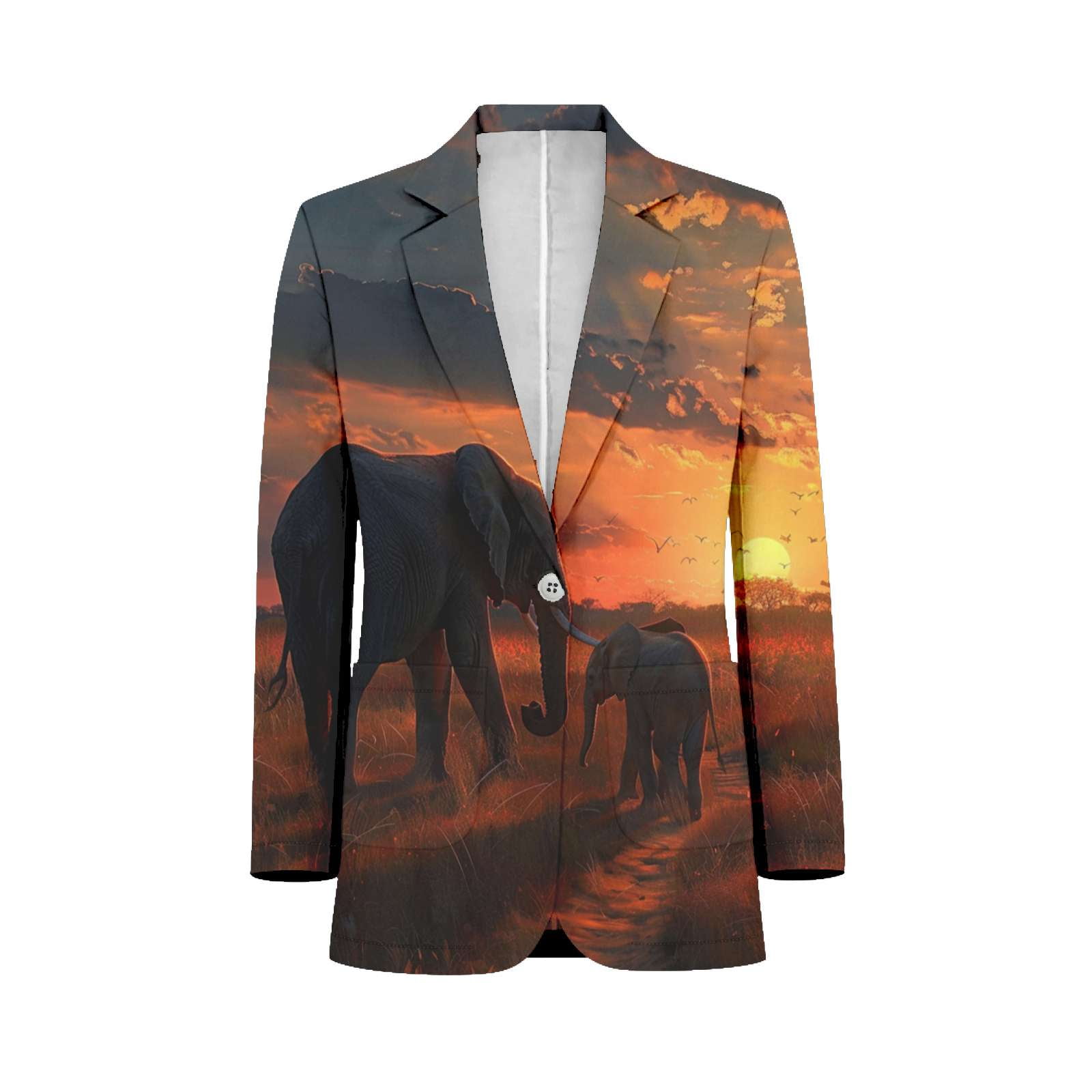 African Elephant Sunset Pattern Customized Men's Suits full man Shawl ...