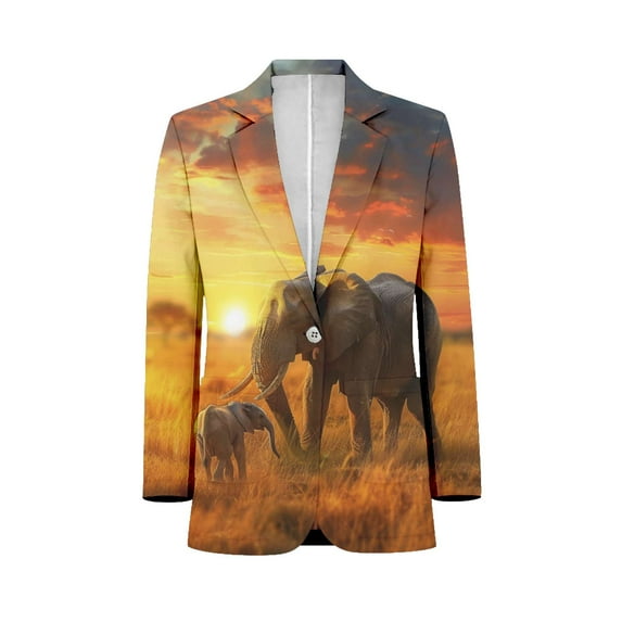 African Elephant Sunset Pattern Customized Men's Suits full man Shawl ...