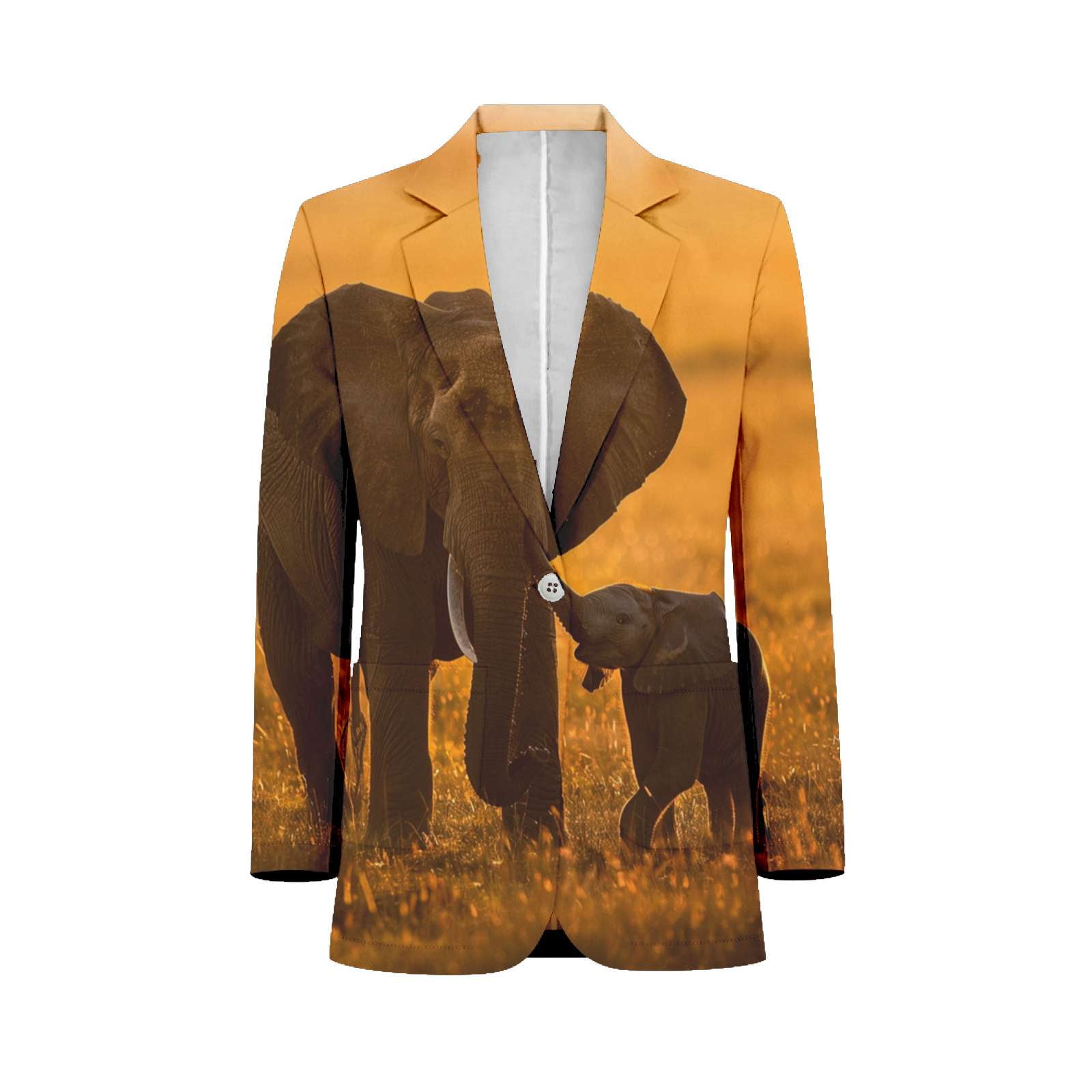 African Elephant Sunset Pattern Customized Men's Suits full man Shawl ...