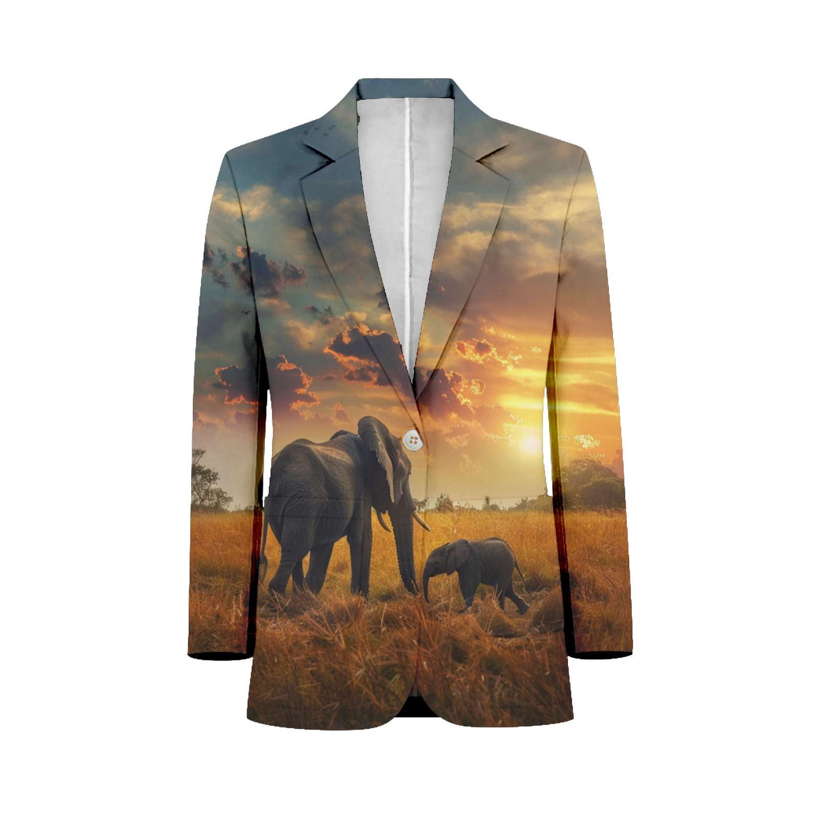 African Elephant Sunset Pattern Customized Men's Suits full man Shawl ...