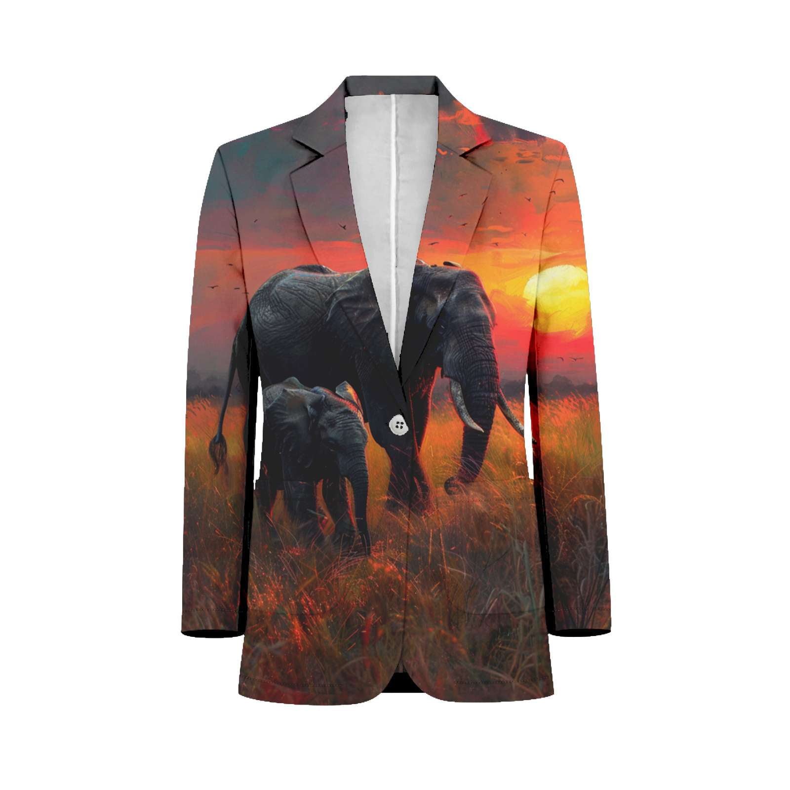 African Elephant Sunset Pattern Customized Men's Suits full man Shawl ...