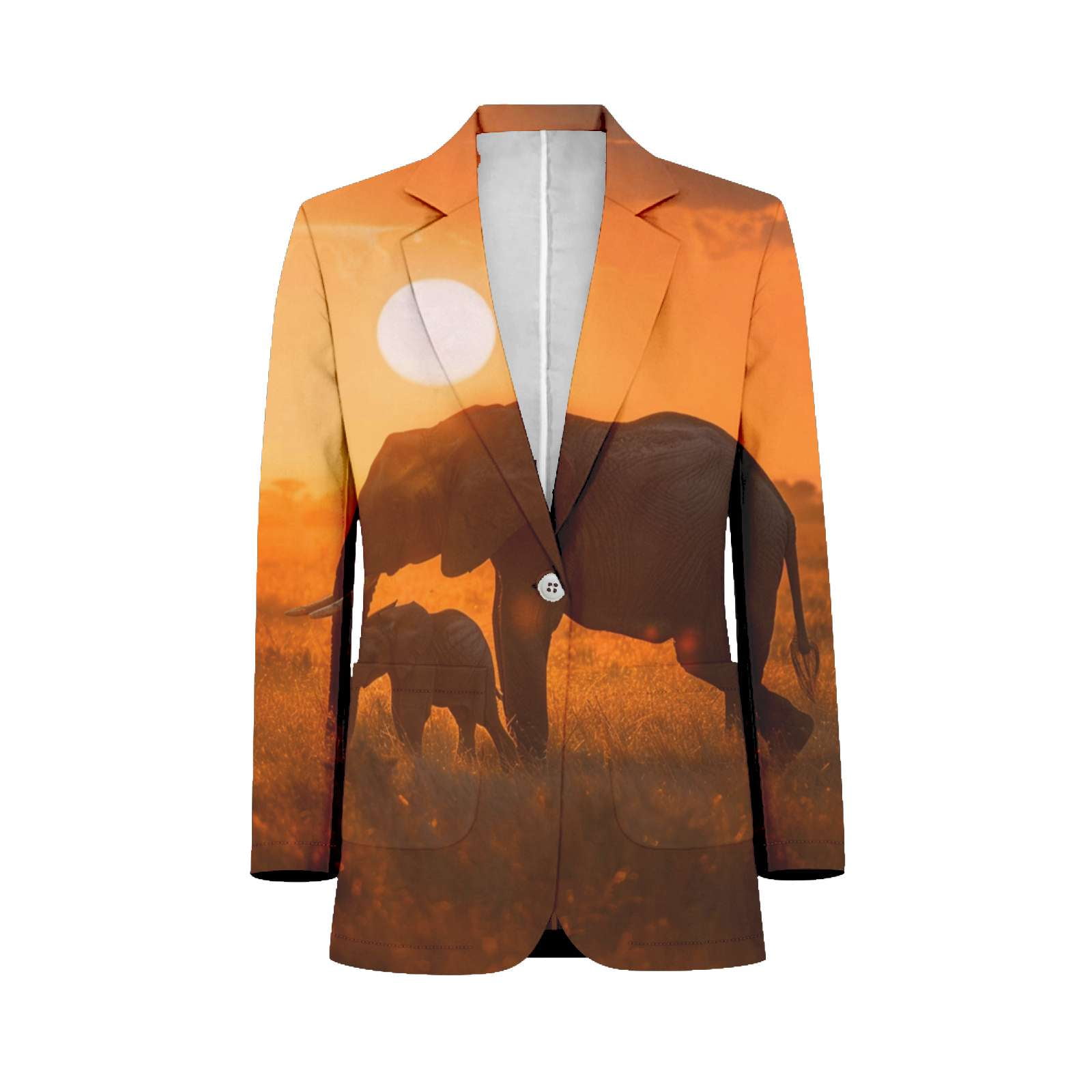 African Elephant Sunset Pattern Customized Men's Suits full man Shawl ...