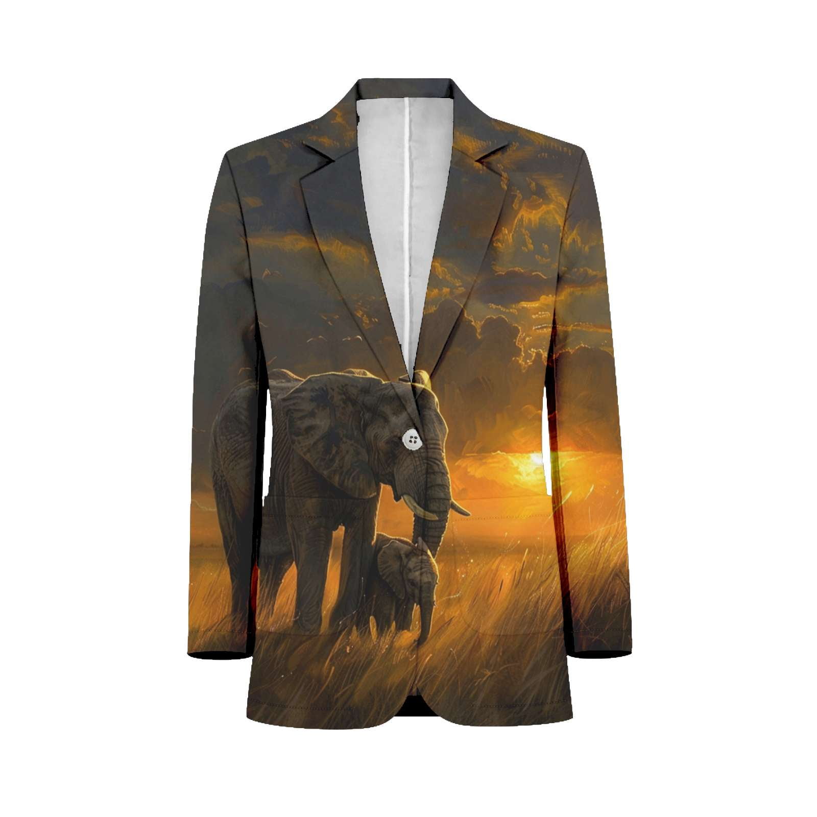 African Elephant Sunset Pattern Customized Men's Suits full man Shawl ...