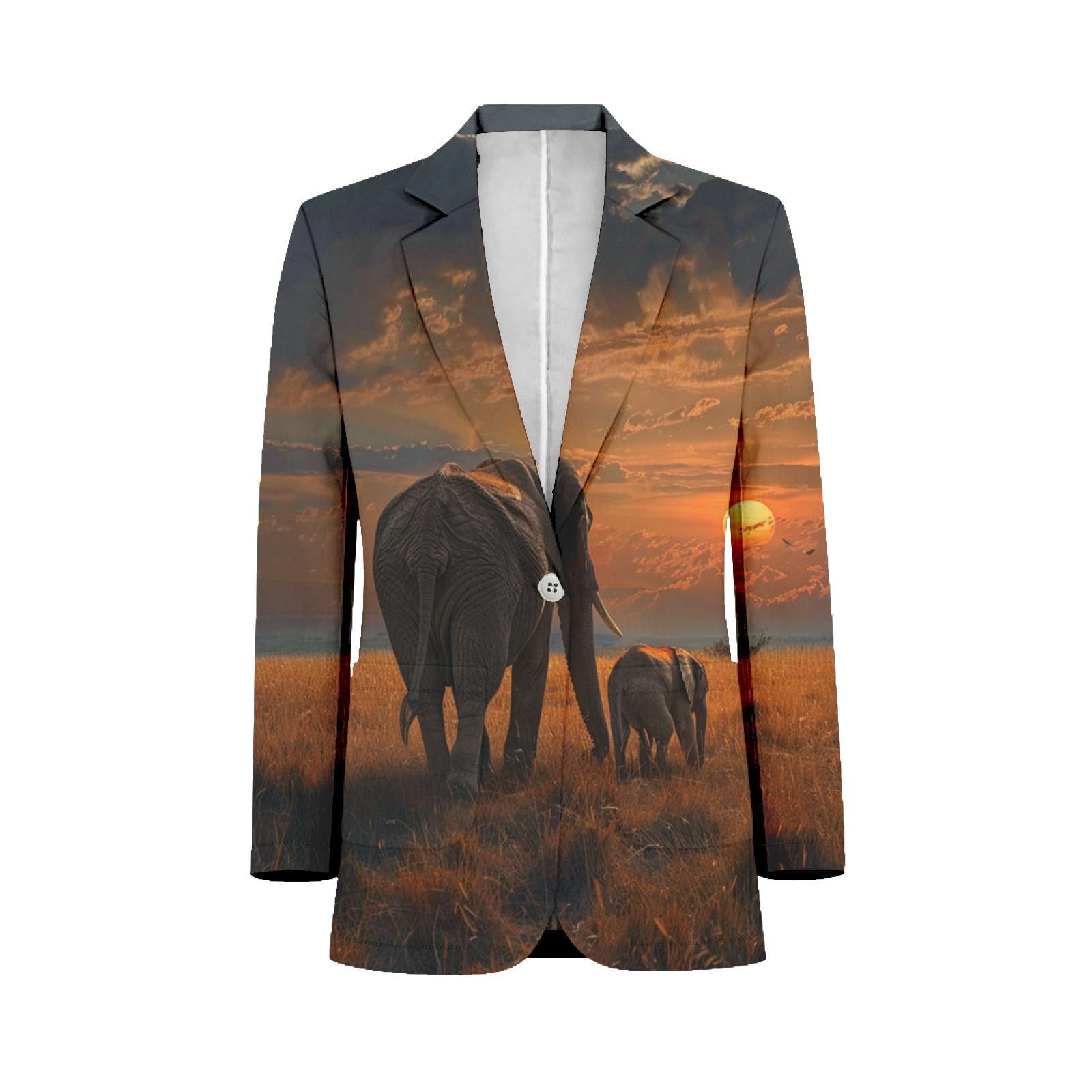 African Elephant Sunset Pattern Customized Men's Suits full man Shawl ...