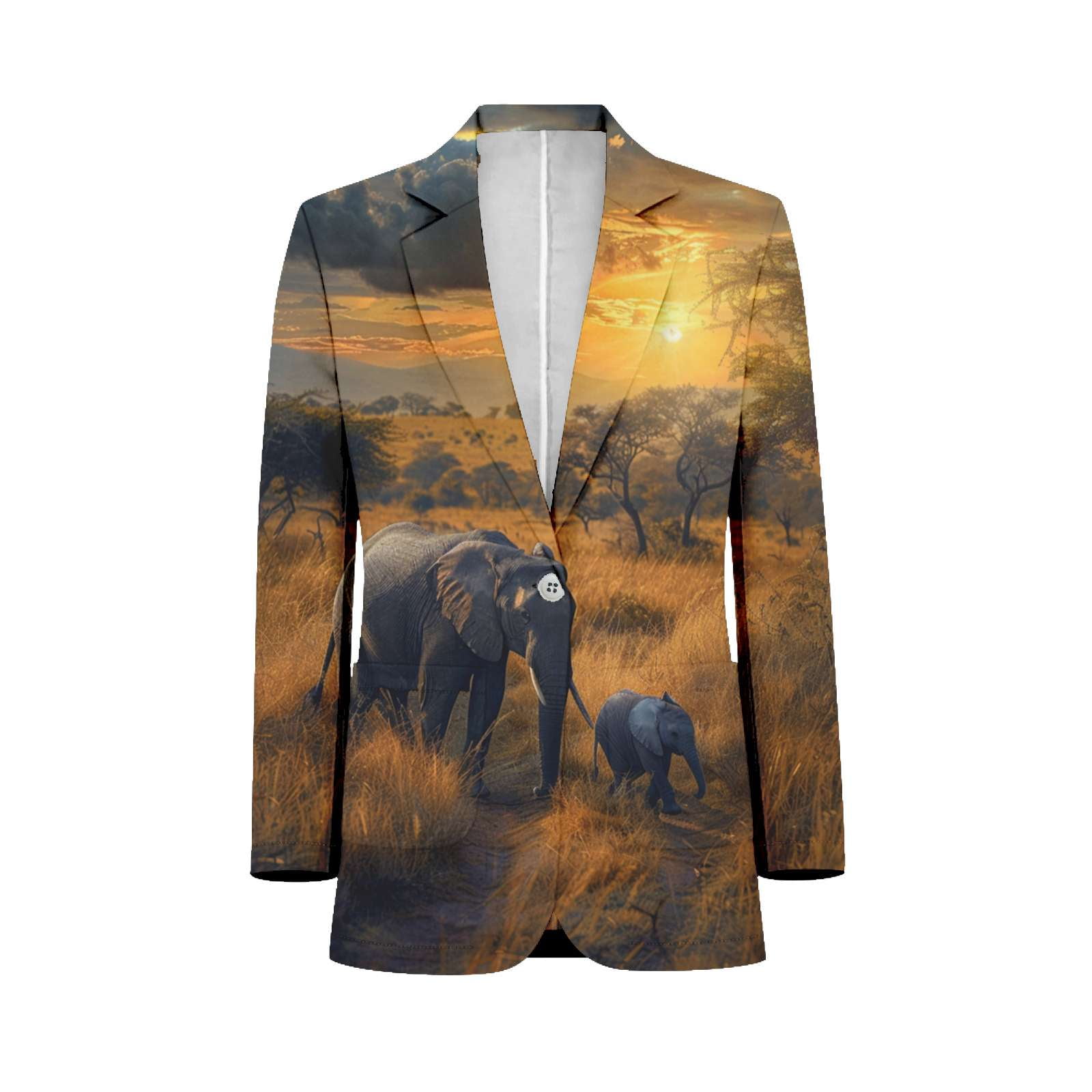 African Elephant Sunset Pattern Customized Men's Suits full man Shawl ...