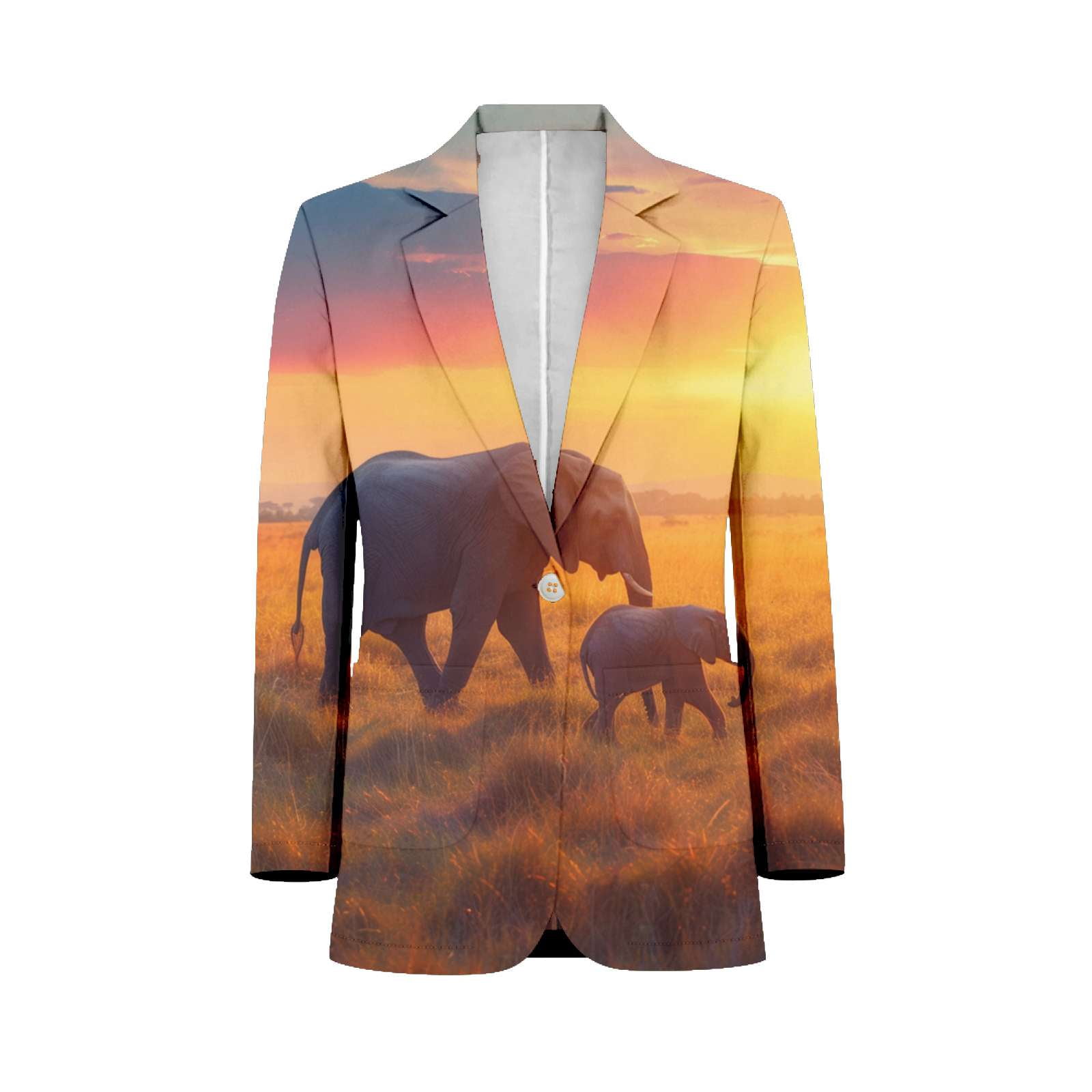 African Elephant Sunset Pattern Customized Men's Suits full man Shawl ...