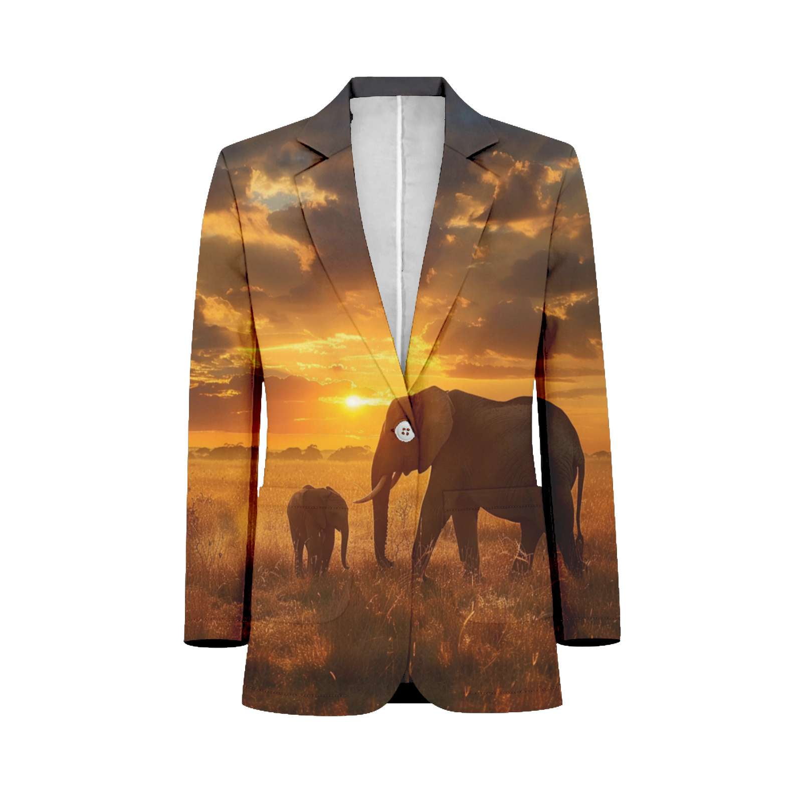 African Elephant Sunset Pattern Customized Men's Suits full man Shawl ...