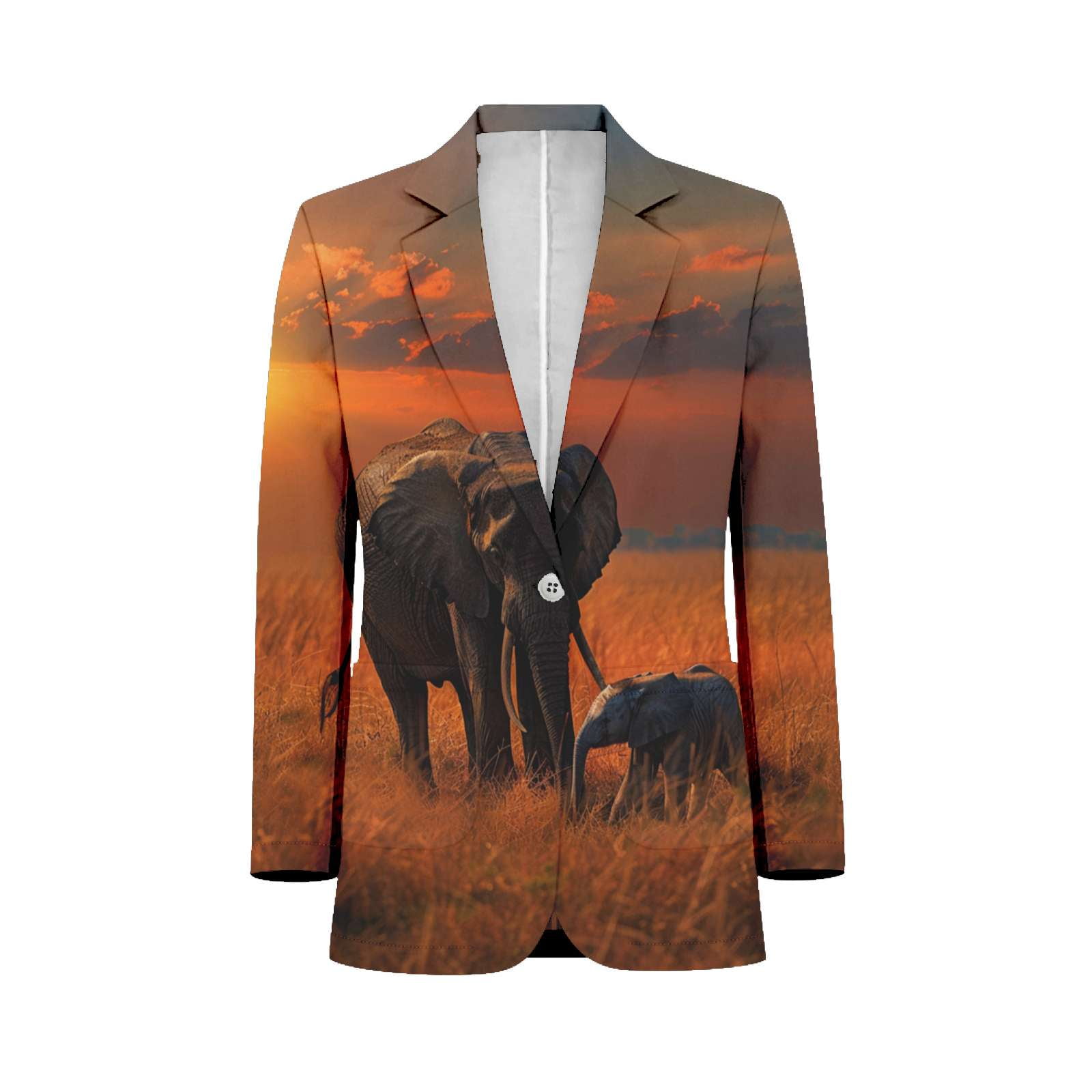 African Elephant Sunset Pattern Customized Men's Suits full man Shawl ...