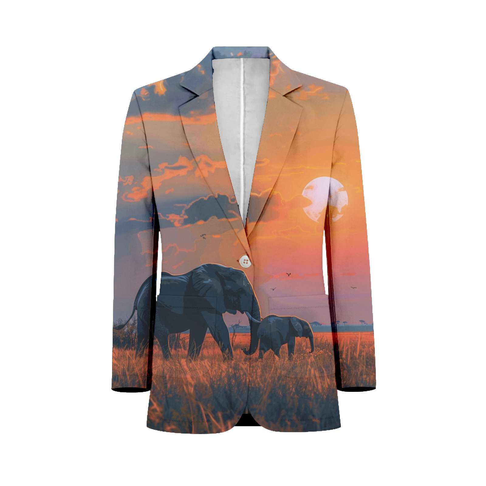 African Elephant Sunset Pattern Customized Men's Suits full man Shawl ...