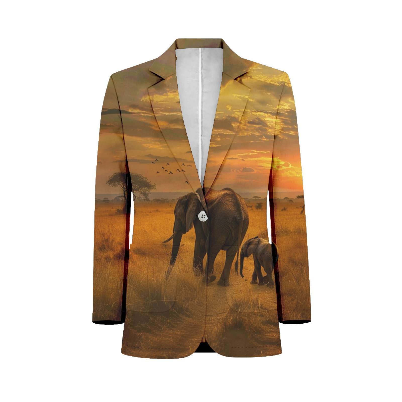 African Elephant Sunset Pattern Customized Men's Suits full man Shawl ...