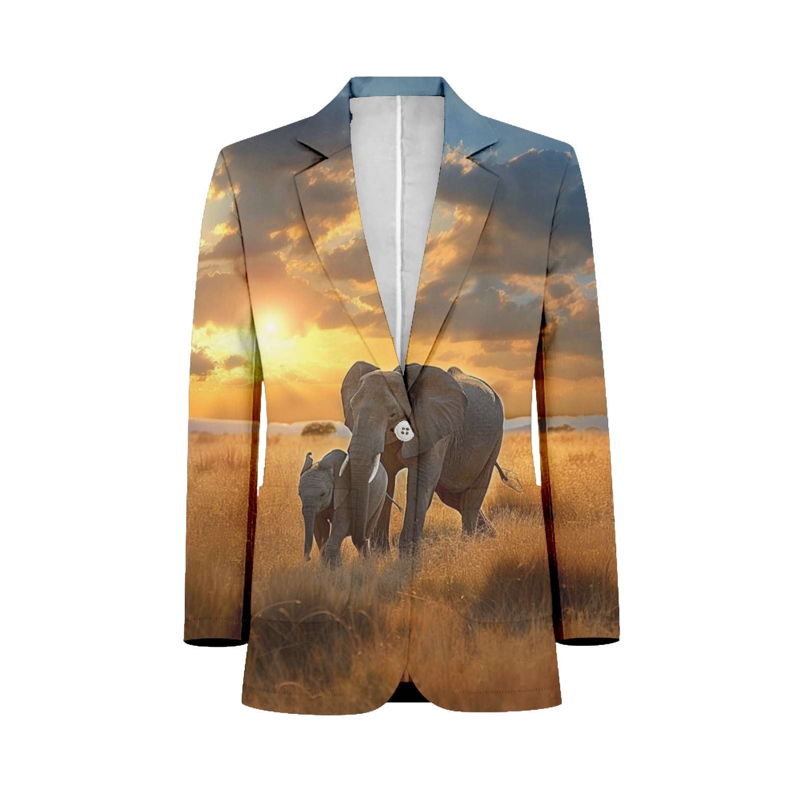 African Elephant Sunset Pattern Customized Men's Suits full man Shawl ...