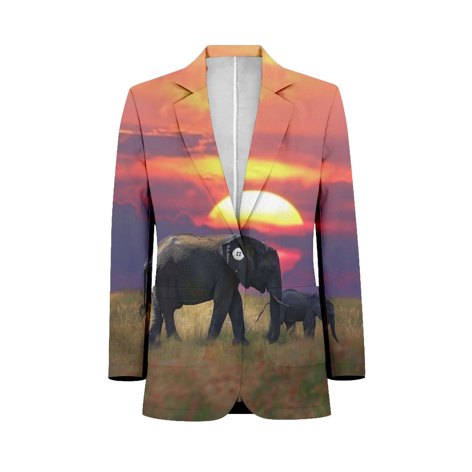 African Elephant Sunset Pattern Customized Men's Suits full man Shawl ...