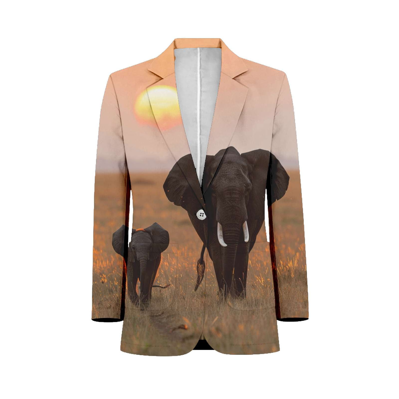 African Elephant Sunset Pattern Customized Men's Suits full man Shawl ...