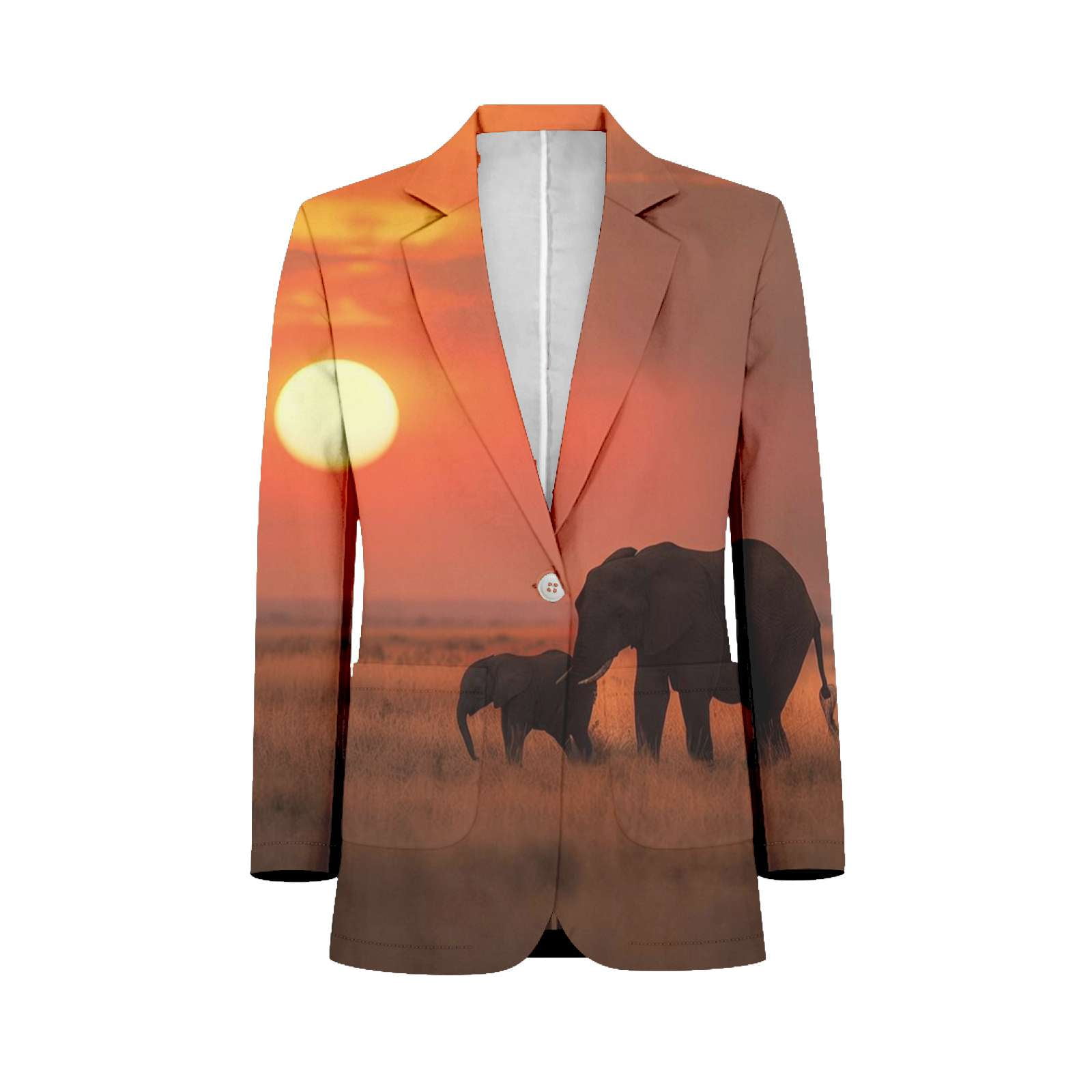 African Elephant Sunset Pattern Customized Men's Suits full man Shawl ...
