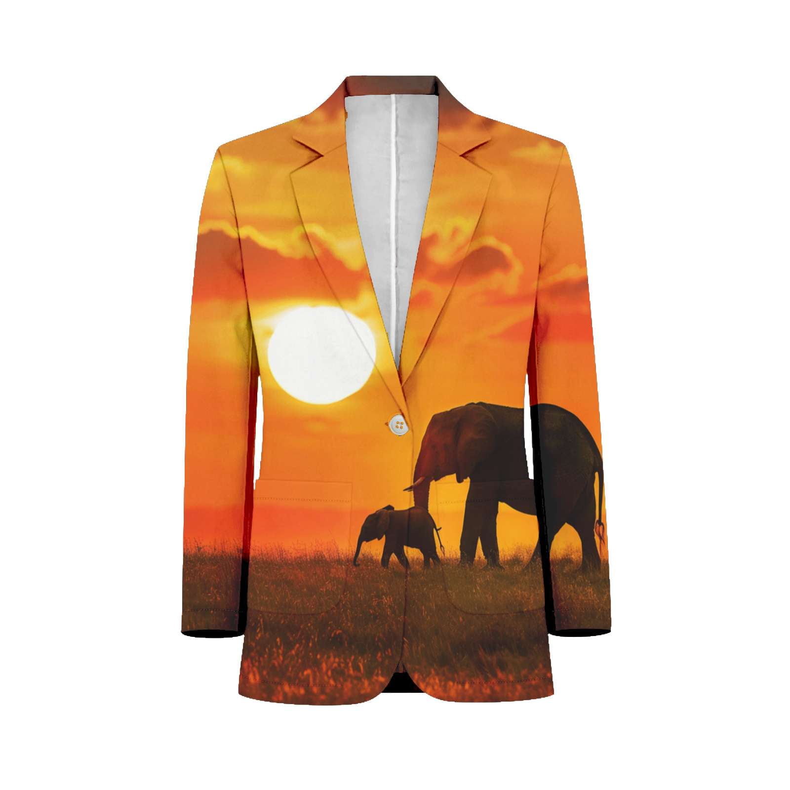 African Elephant Sunset Pattern Customized Men's Suits full man Shawl ...