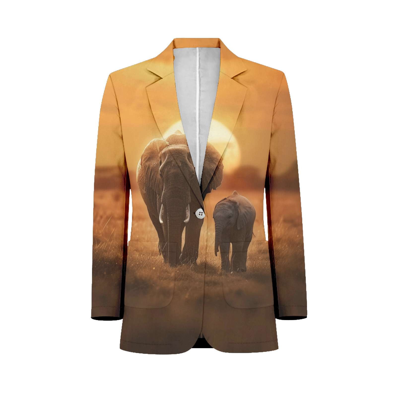 African Elephant Sunset Pattern Customized Men's Suits full man Shawl ...