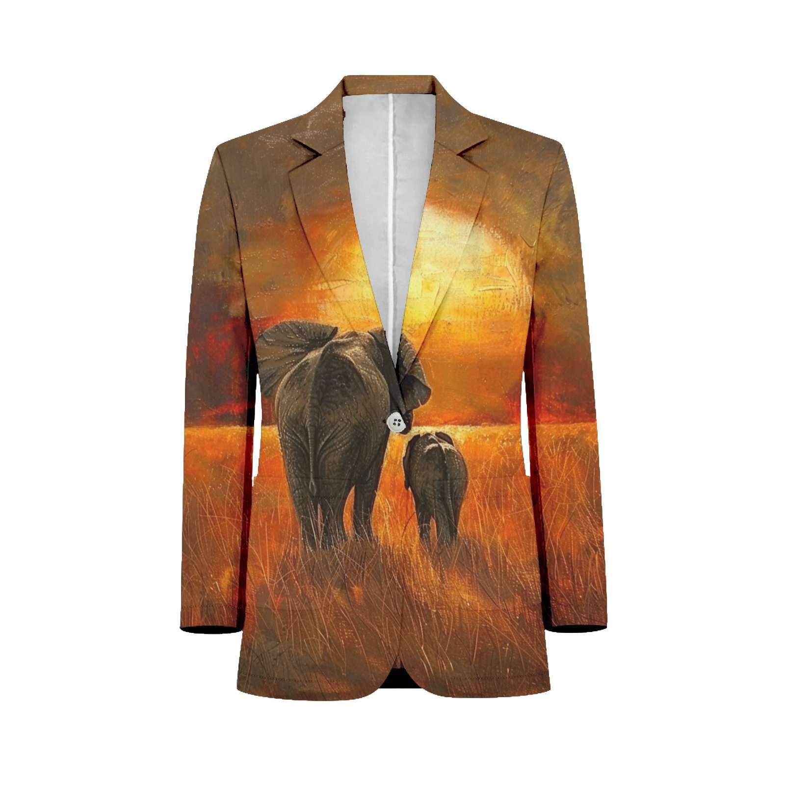 African Elephant Sunset Pattern Men Blazers Slim Clothing Summer Jacket ...