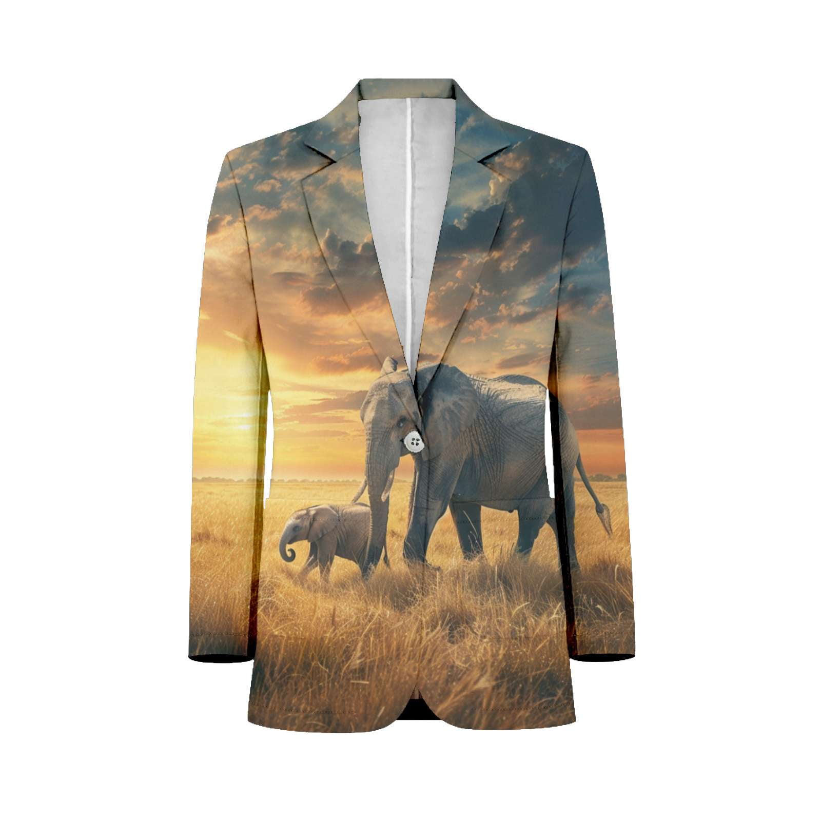 African Elephant Sunset Pattern Men Blazers Slim Clothing Summer Jacket ...