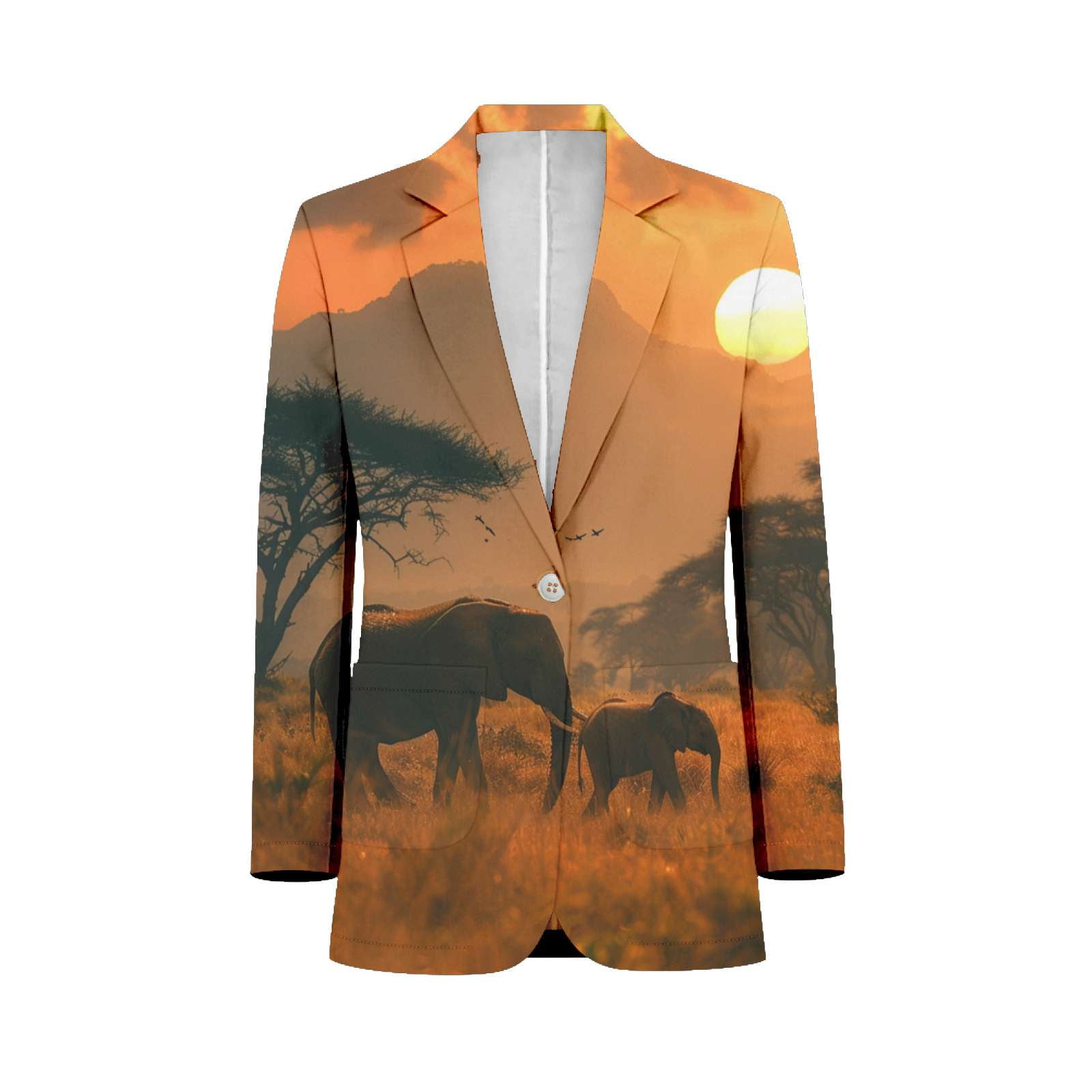 African Elephant Sunset Pattern Men Blazers Slim Clothing Summer Jacket ...