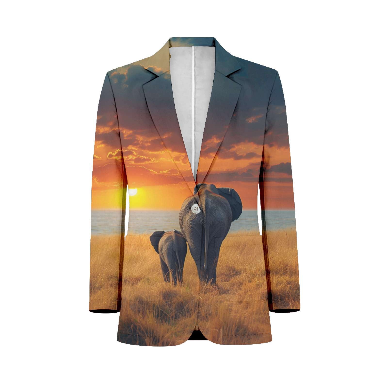 African Elephant Sunset Pattern Men Blazers Slim Clothing Summer Jacket ...