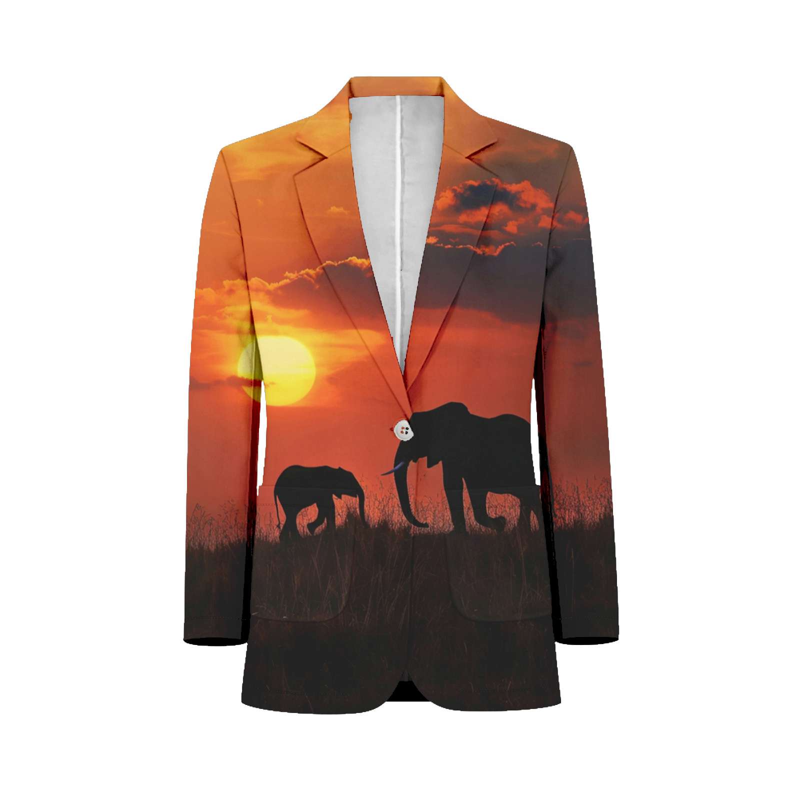 African Elephant Sunset Pattern Men's Suit Blazer Casual Party Wear ...