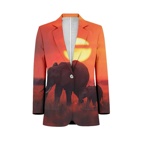 African Elephant Sunset Pattern Men's Suit Blazer Casual Party Wear ...