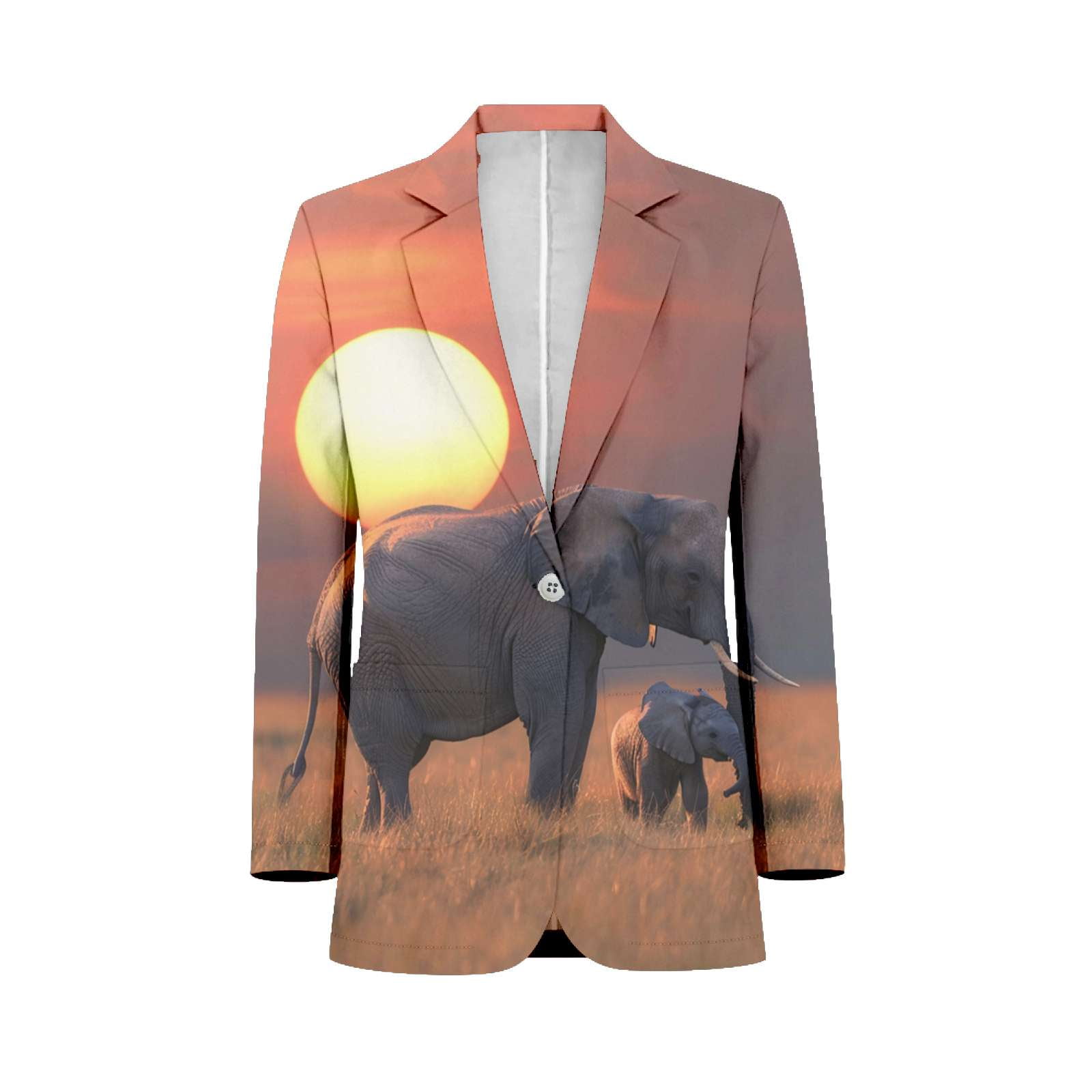 African Elephant Sunset Pattern Men's Suit Blazer Casual Party Wear ...